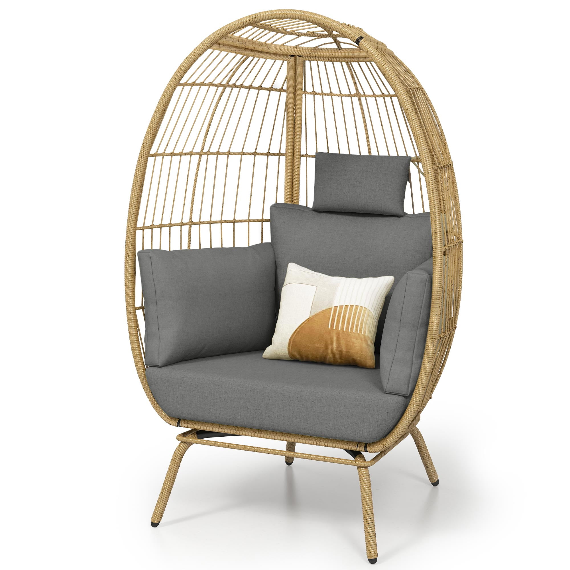 Uforic Outdoor Wicker Egg Chair with Cushion,Patio Wicker Basket Chair ...