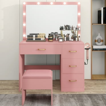 Free Shipping! Ember Interiors Dressing Table with Mirror, 11 Built-in ...