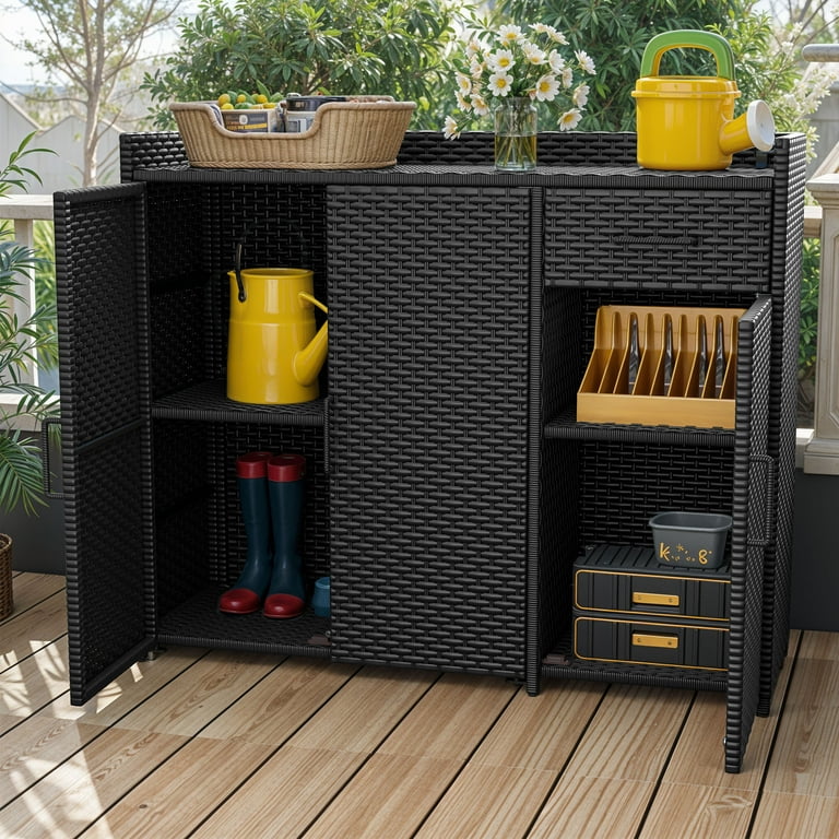 Resin Wicker Storage Cabinet Suncast Elements Resin Wicker Bench With