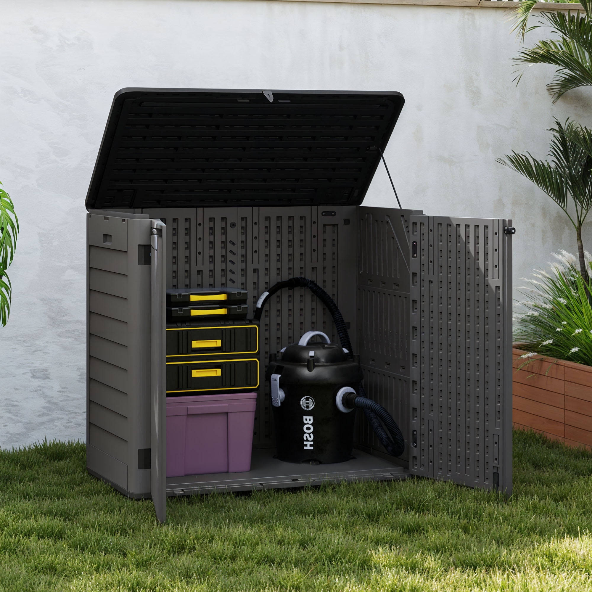 Uforic Resin Storage Cabinet Outdoor, 30 Cu Ft Outdoor Storage Shed for ...