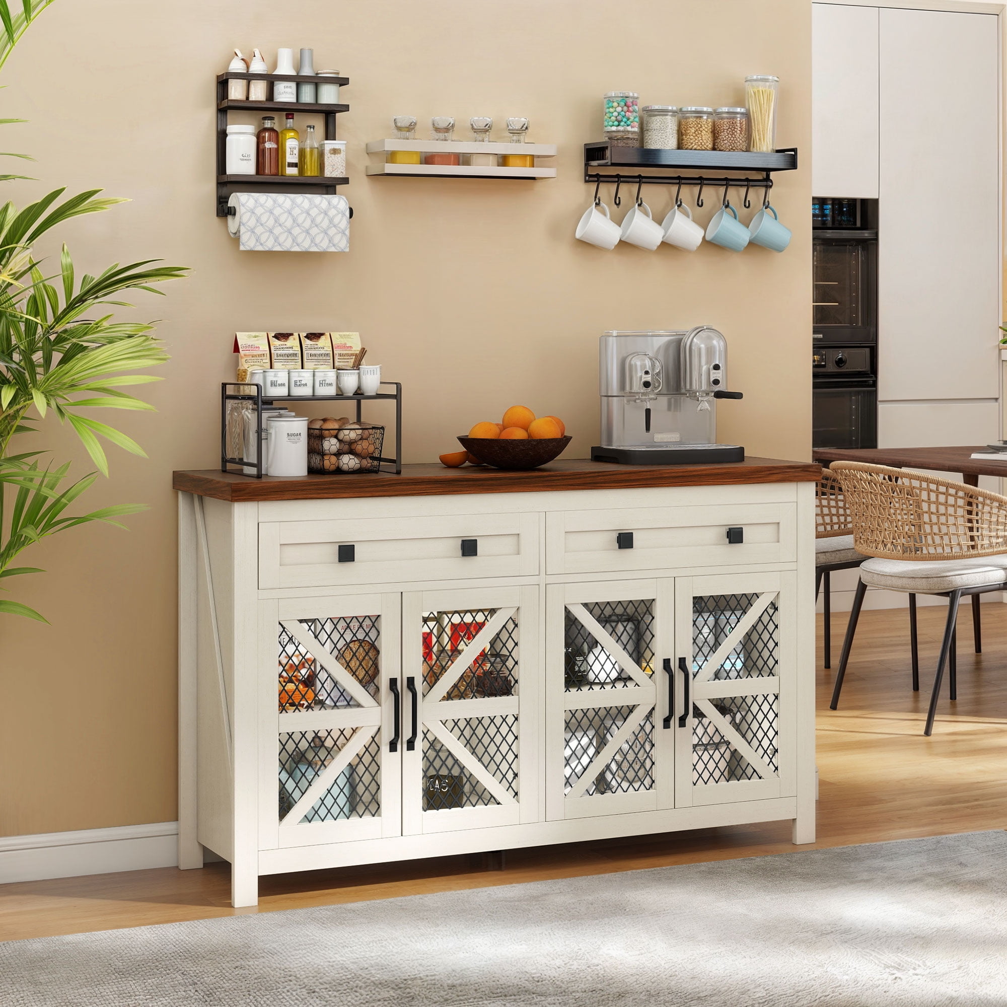 Uforic Sideboard Cabinet with Drawers & Doors, Kitchen Buffet Cabinet ...