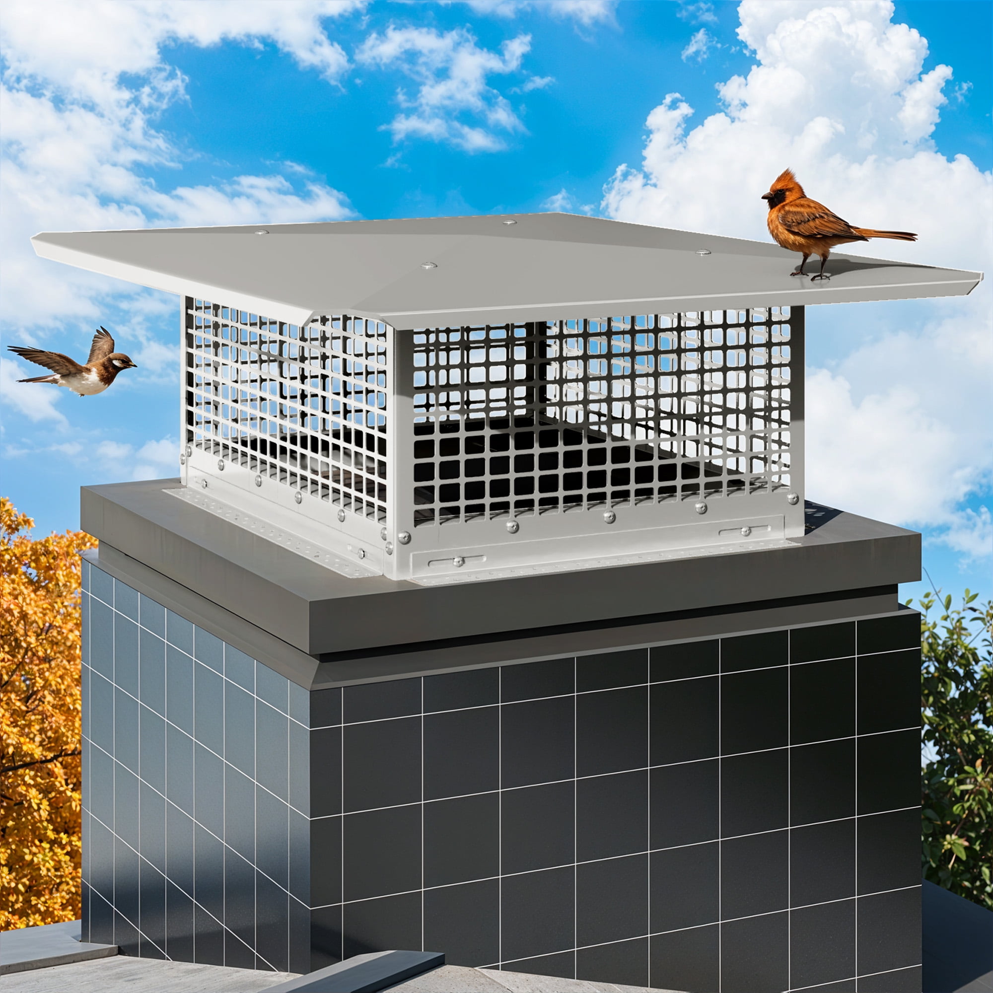 Uforic Stainless Steel Chimney Cap 21" x 17", Adjustable, Weatherproof ...