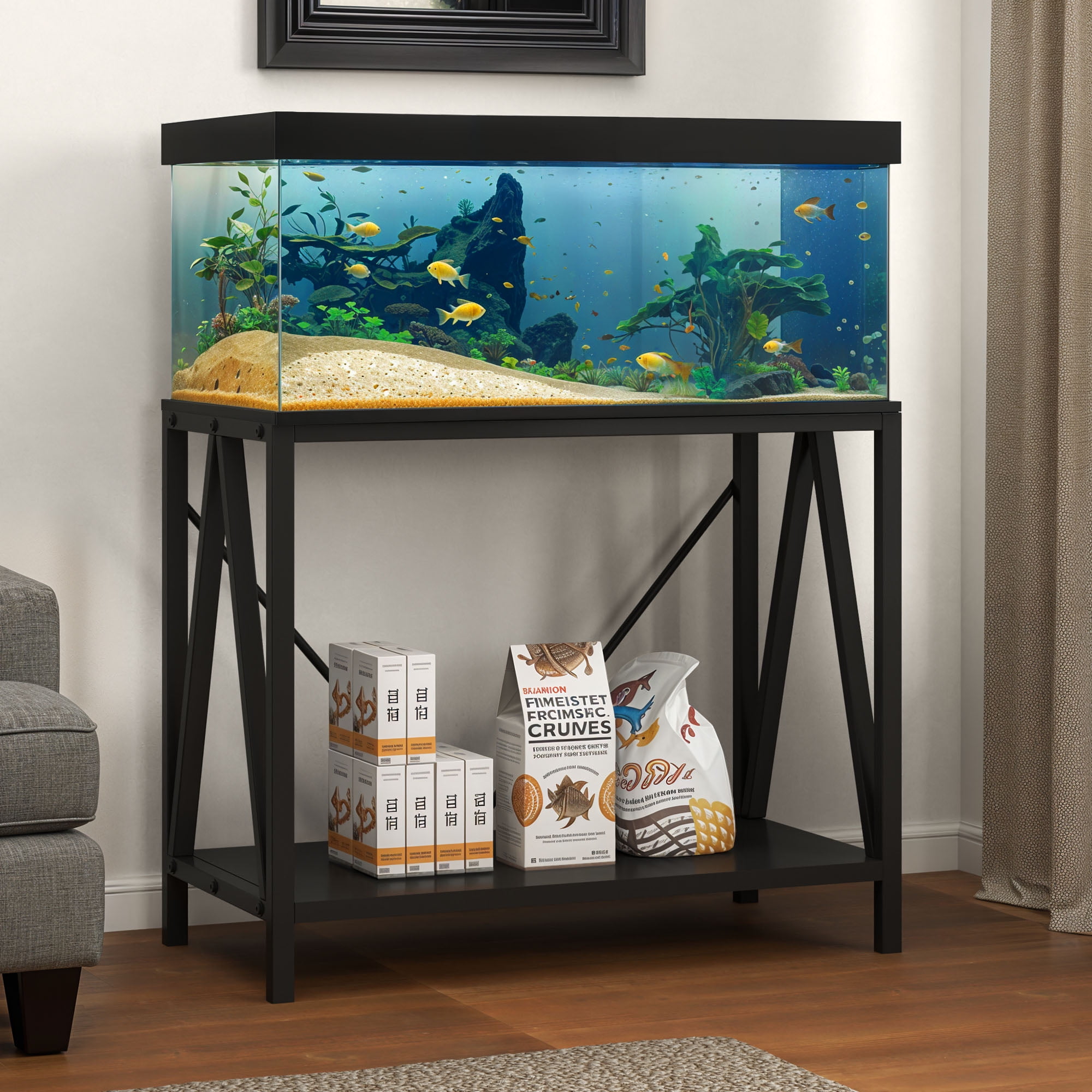 Uforic W-Shape 10-40 Gallon Fish Tank Stand, 500 Lbs Capacity, Double ...