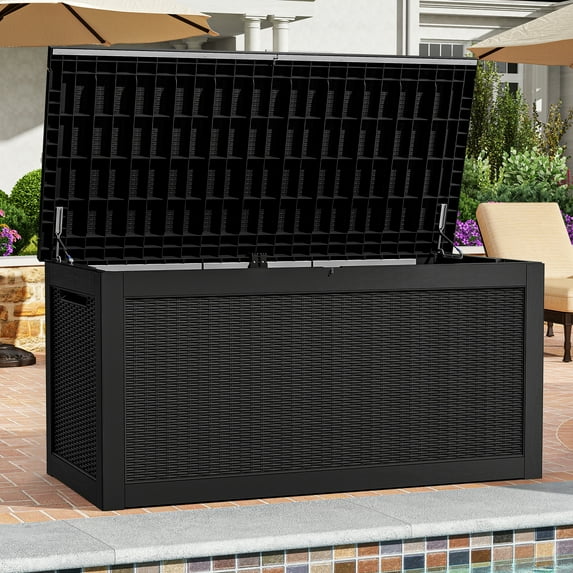 Uforic XXL 260 Gal Large Deck Box, Outdoor Rattan Storage Box ...