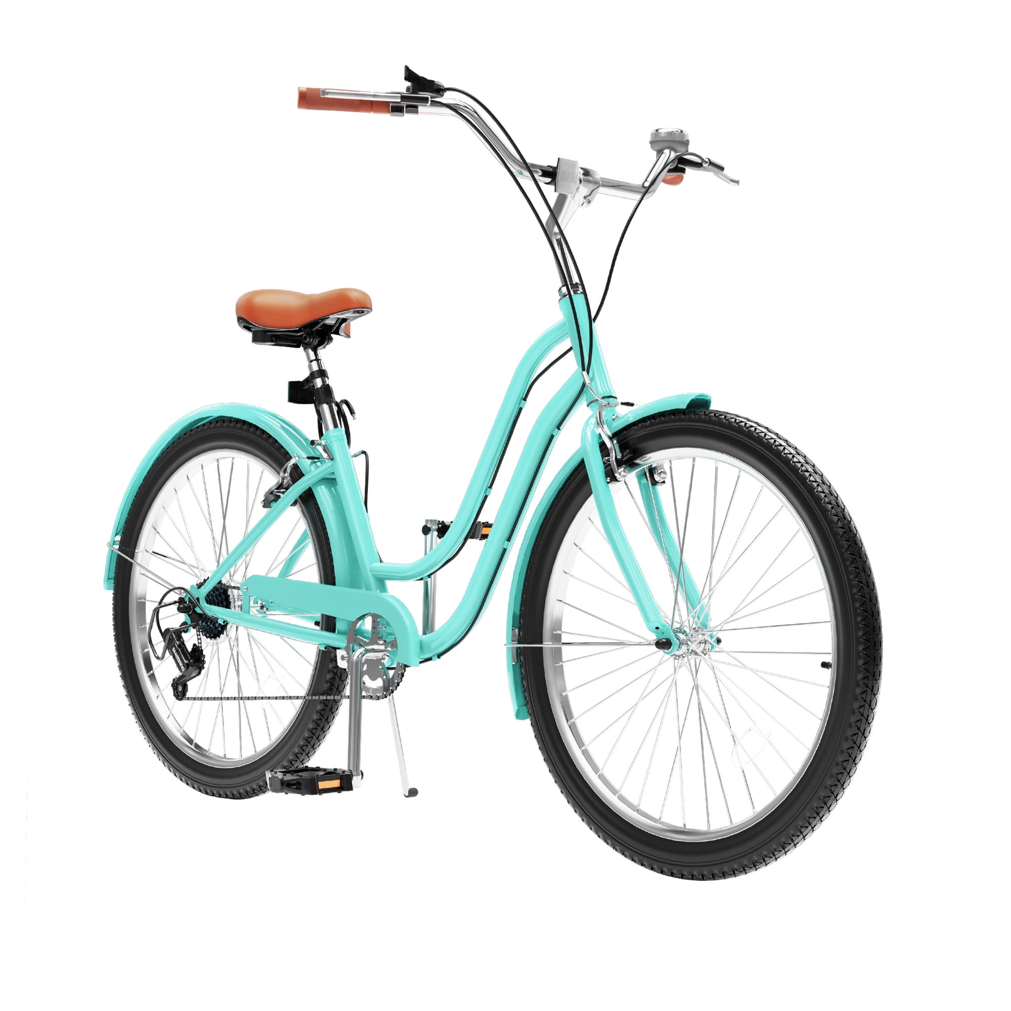 Uforic24'' Beach Cruiser Bike, 7-Speed, Step-Through Bicycle for Men ...