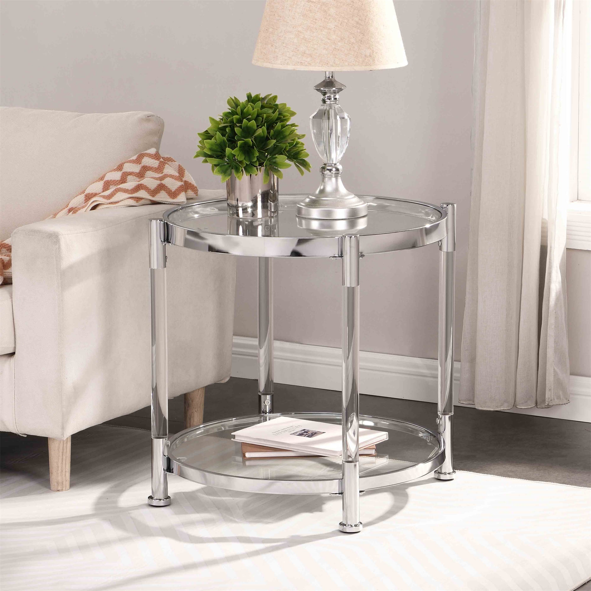 Ufurpie 22"Round Modern Acrylic Coffee Table,Small Glass Coffee Table ...