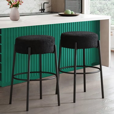 Shop Isaac Modern Backless Bar Stool with Round Soft Padded Boucle Seat ...