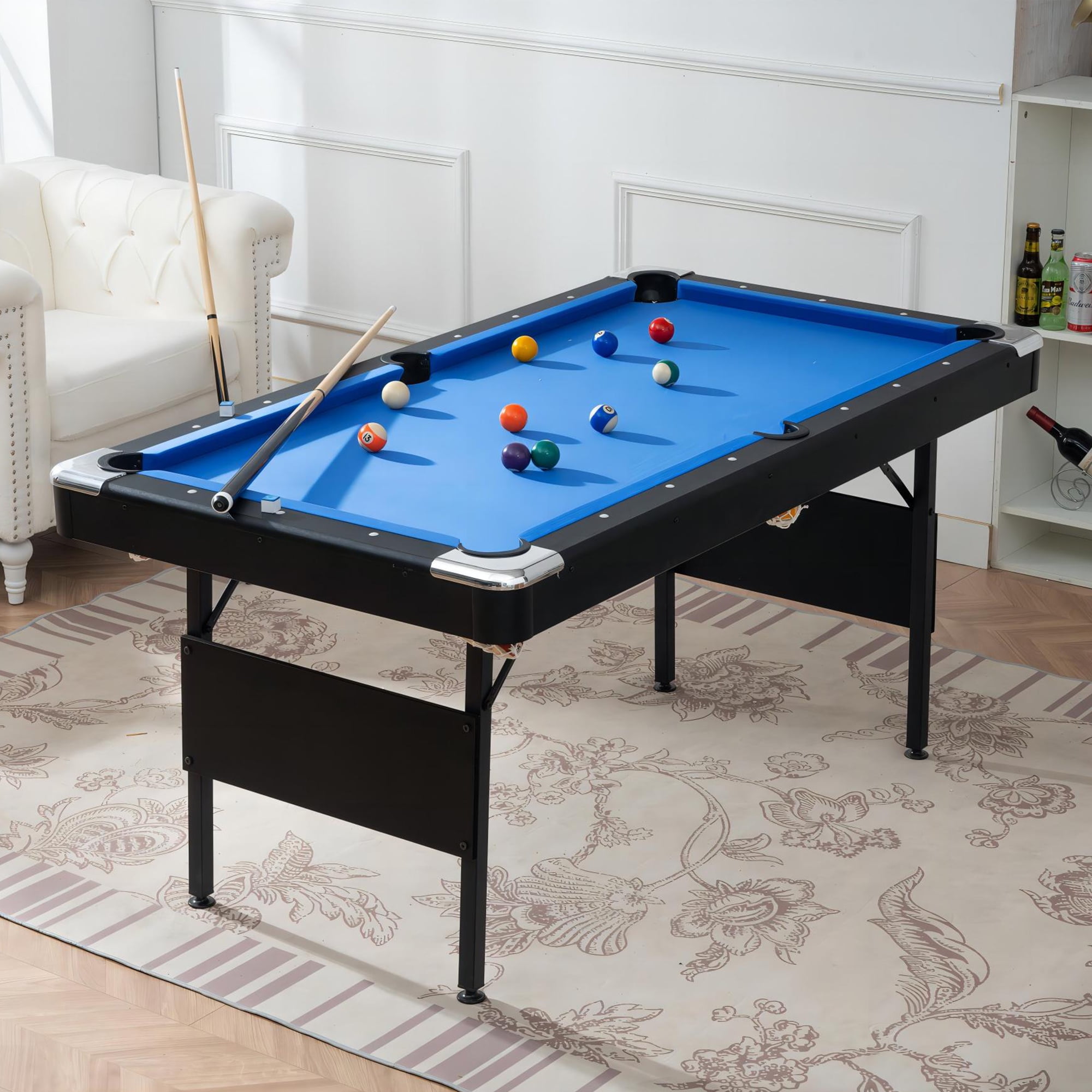 Ufurpie 5.5ft Folding Pool Table,Portable Foldable Billiards Game Table ...