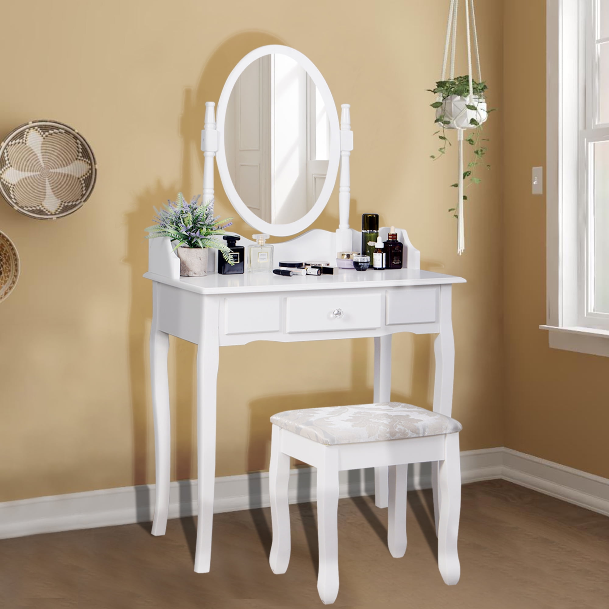 Ufurpie Girls Vanity Table Set with Mirror&1 Drawer,Makeup Vanity Desk ...