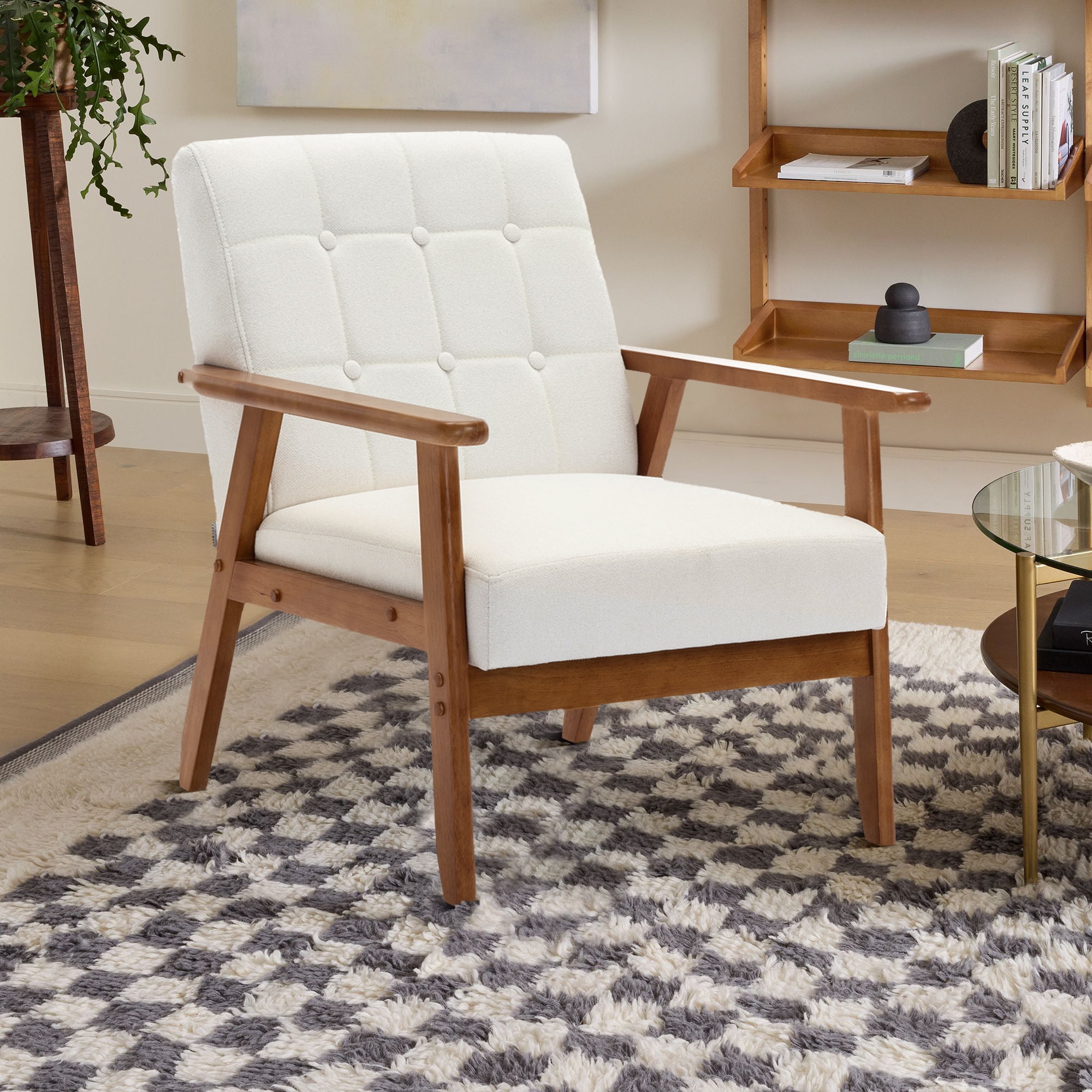 Ufurpie Mid Century Modern Armchair with Wood Frame,Comfy Single ...