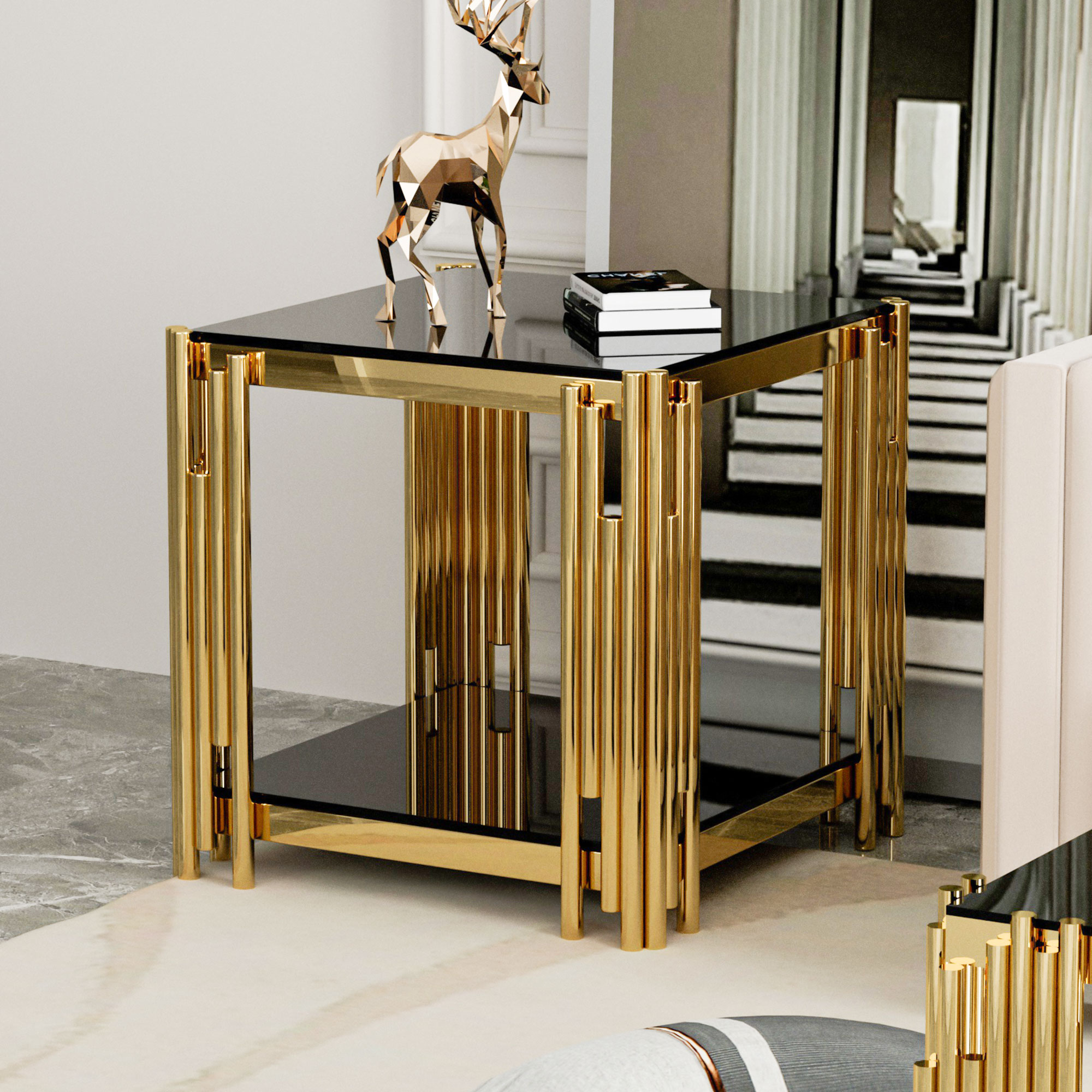OSP Home Furnishings Wall Street Chrome and Black End Table - Walmart.com