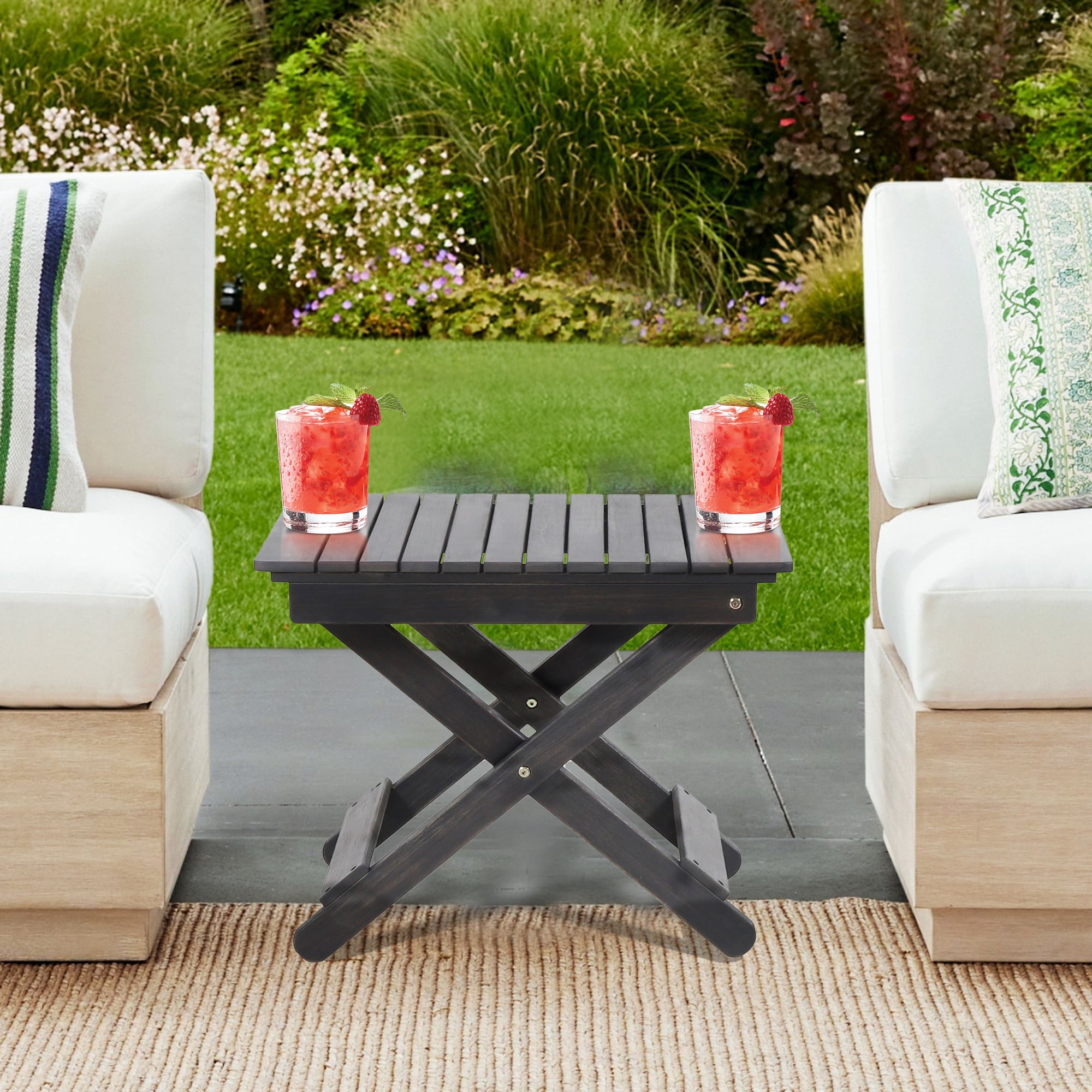 Ufurpie Wooden Outdoor Folding Side Table,Portable Patio &Garden End ...