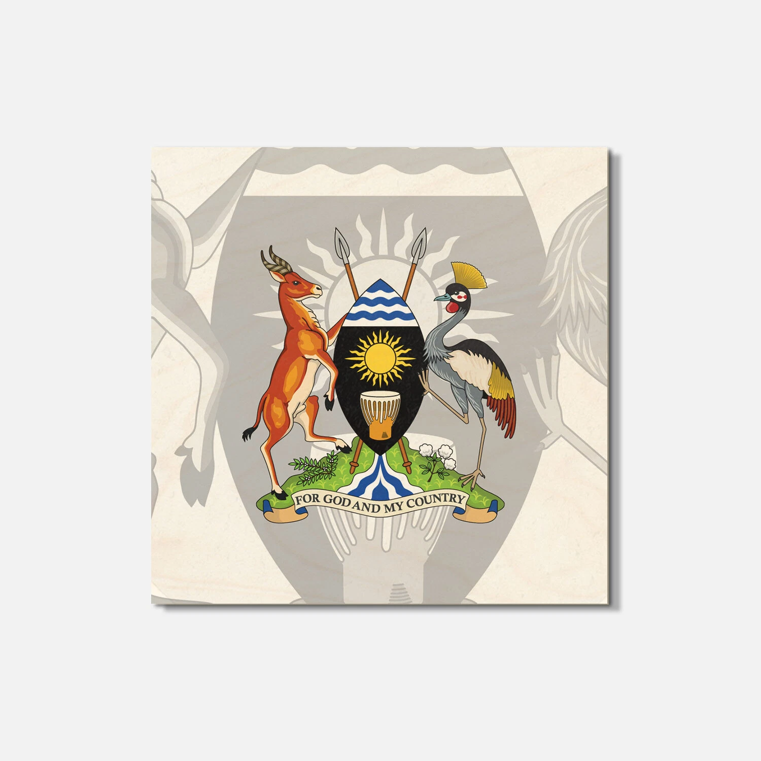 Uganda Coat Of Arms 4'' X 4'' Square Wooden Coaster - Walmart.com