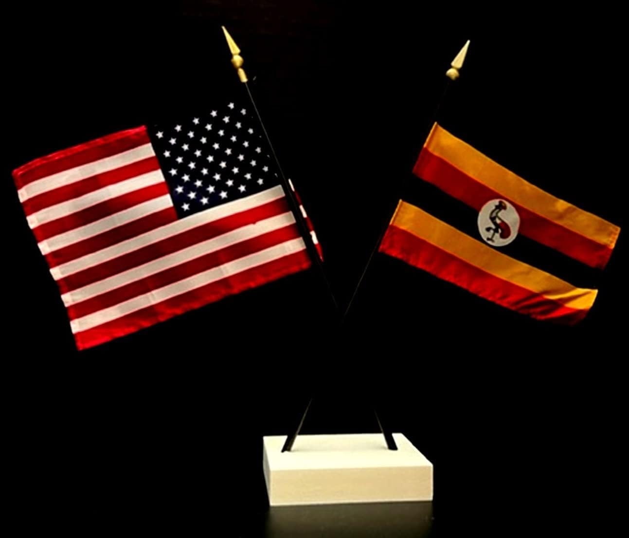 Uganda Desk Flag Set; Contains One USA and One Country Flag with a ...