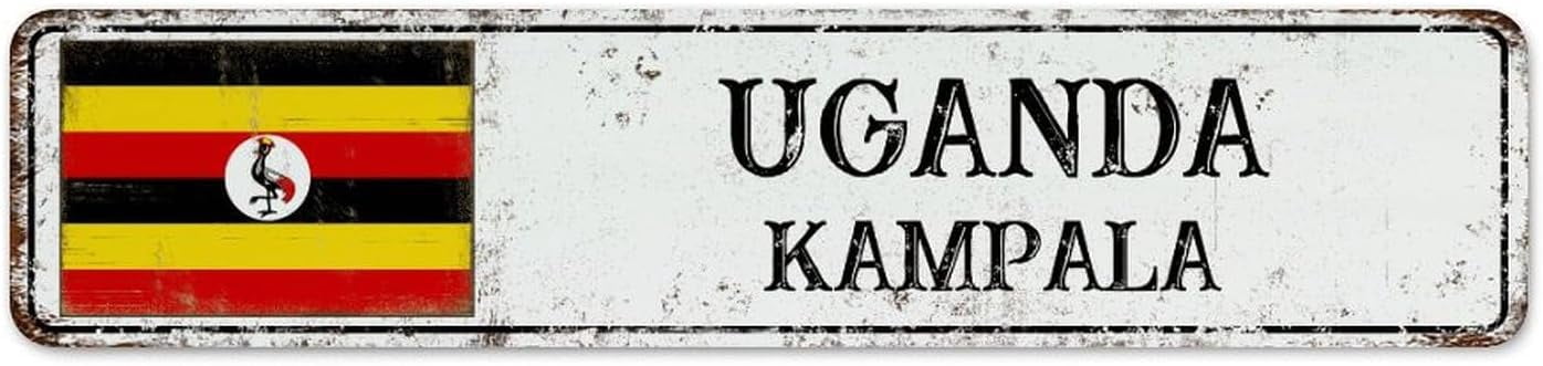 Uganda Flag City Street Hanging Metal Tin Sign Funny Novelty Men Signs ...