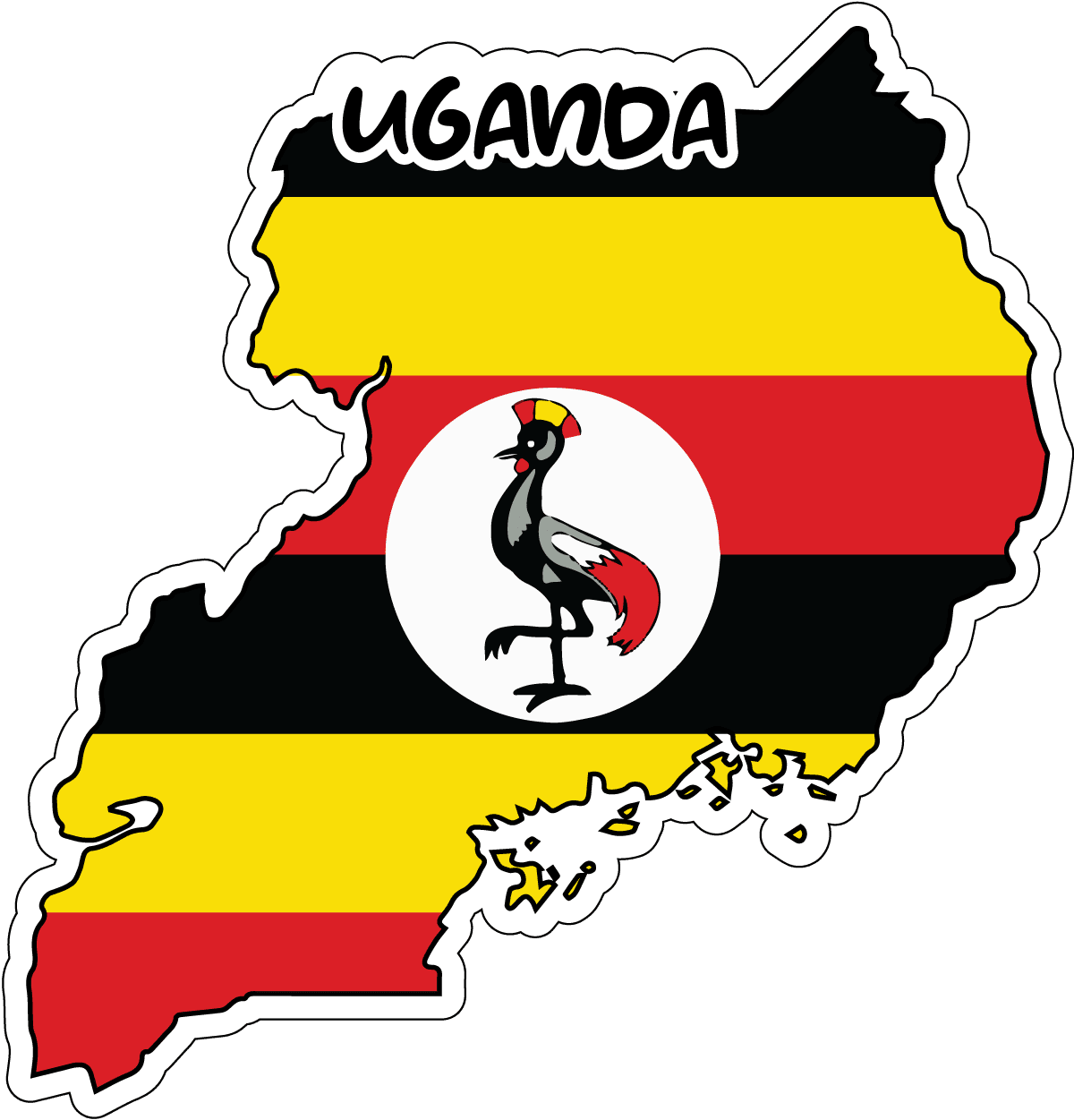 Uganda Map Flag Sticker Decal 4 Inches - 4 inch - Walmart.com