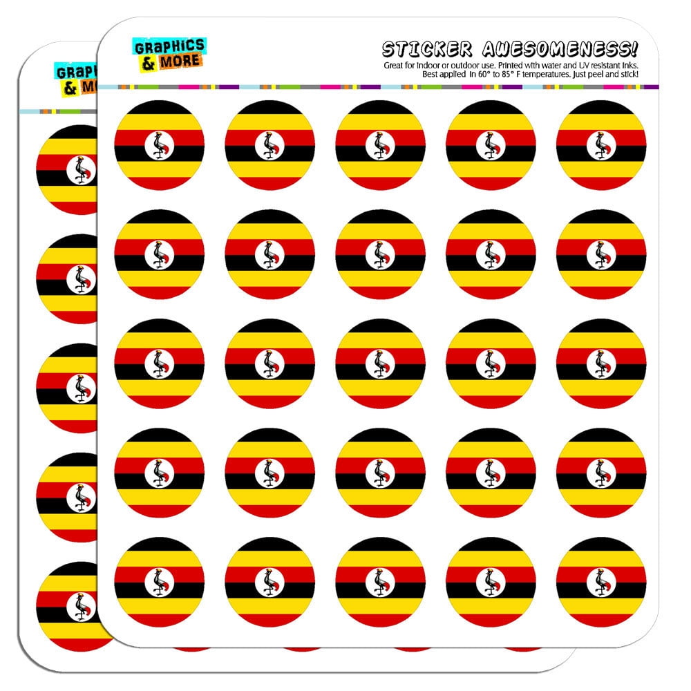 Uganda National Country Flag 1" Scrapbooking Crafting Stickers ...