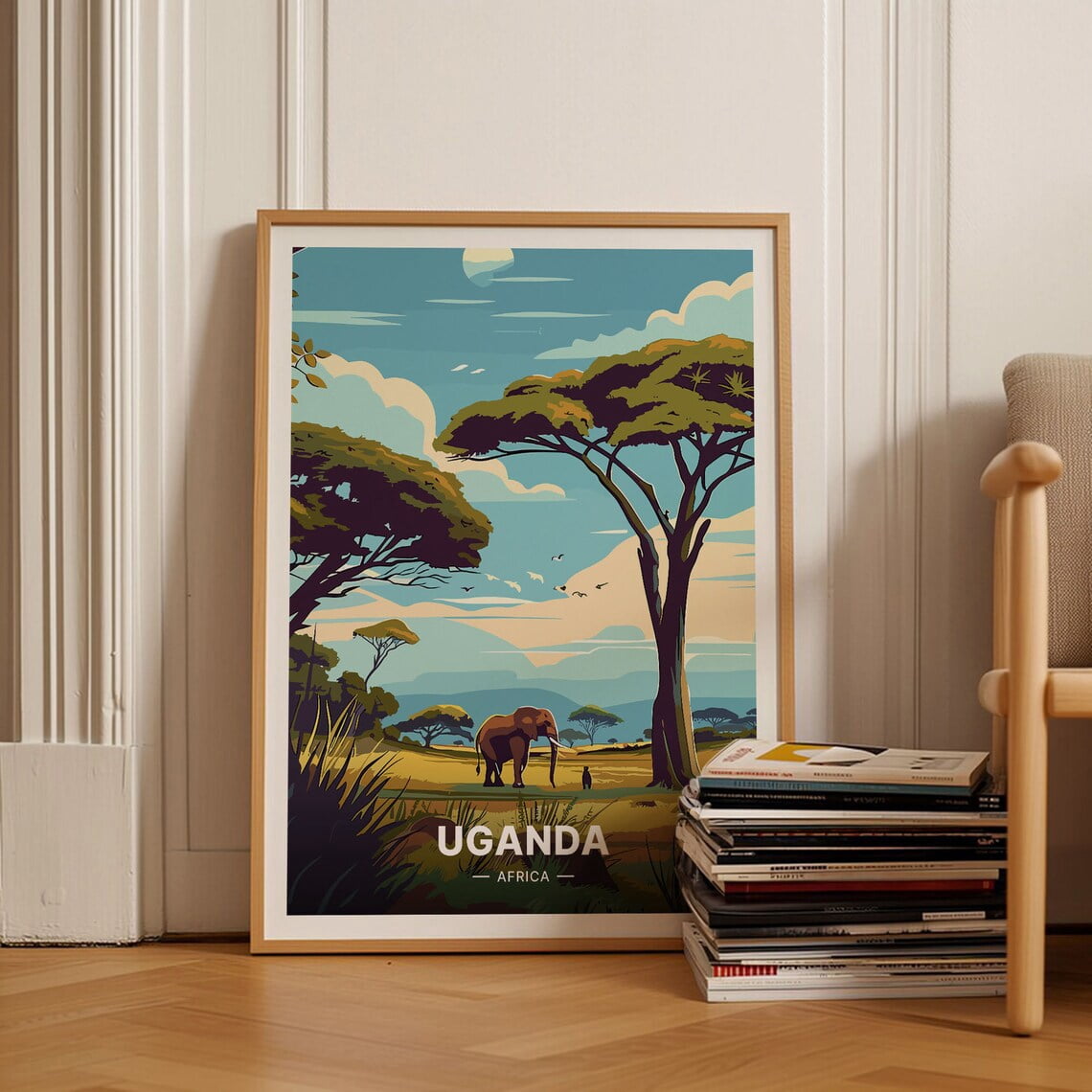Uganda Safari African Adventure Travel Wall Art, Unframed Canvas 8x10in ...