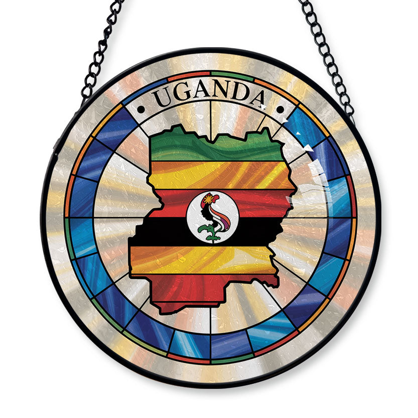Uganda Travel Decor Suncatcher Stained Glass Window Hanging, Gift for ...