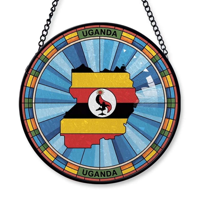 Uganda Travel Decor Suncatcher Stained Glass Window Hanging, Gift for ...