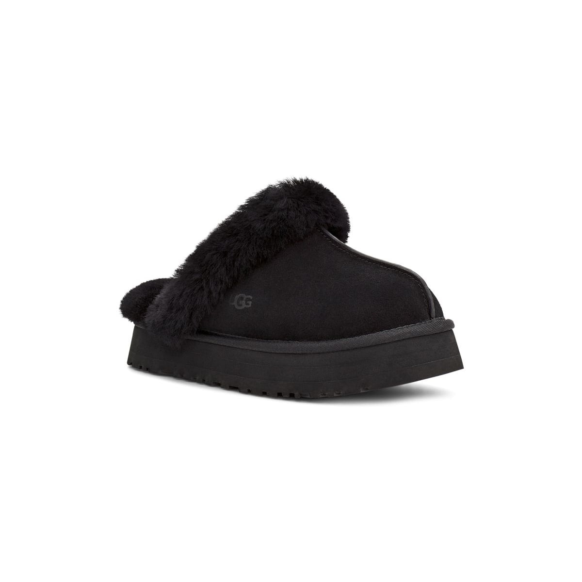 Ugg Women's Suede Disquette Fur Lined Chunky Slide Slippers - Walmart.com