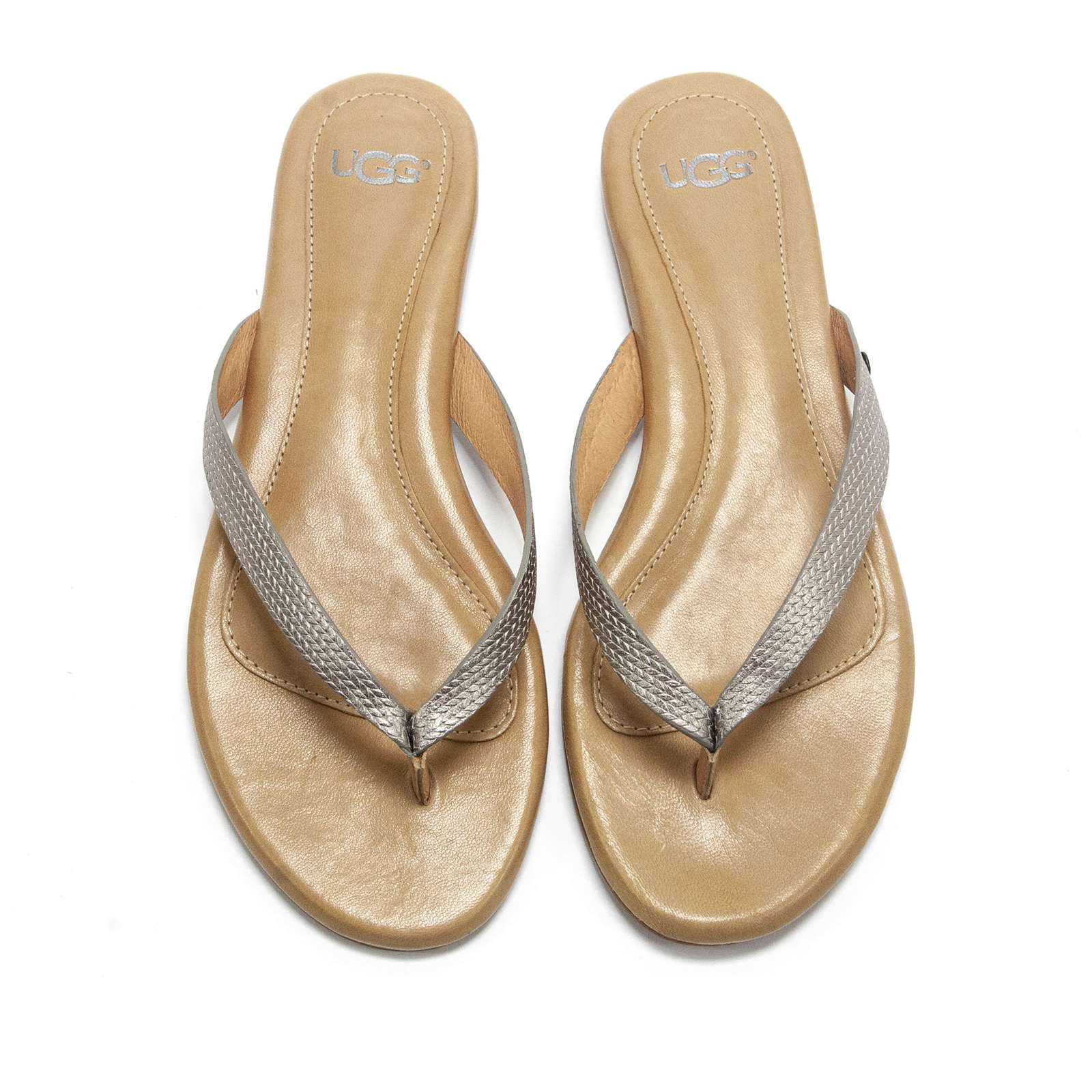 Ugg Women's Allaria Ii Metallic Braid Flip Flops, Soft Gold,6 M US ...