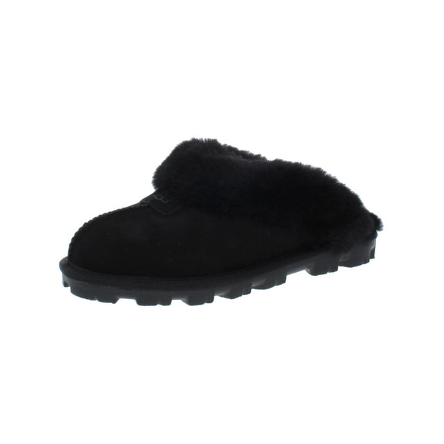 Ugg Coquette Womens Leather Fur Trim Slide Mule Slippers