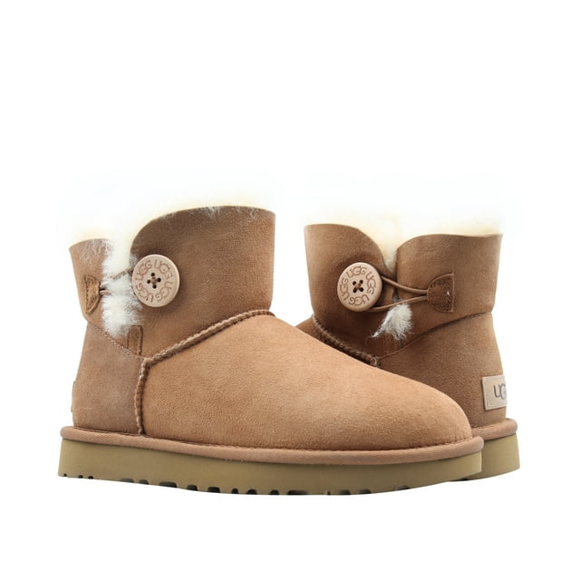 Ugg Women's Mini Bailey Button II Chestnut High-Top Sheepskin Boot - 10M - Walmart.com