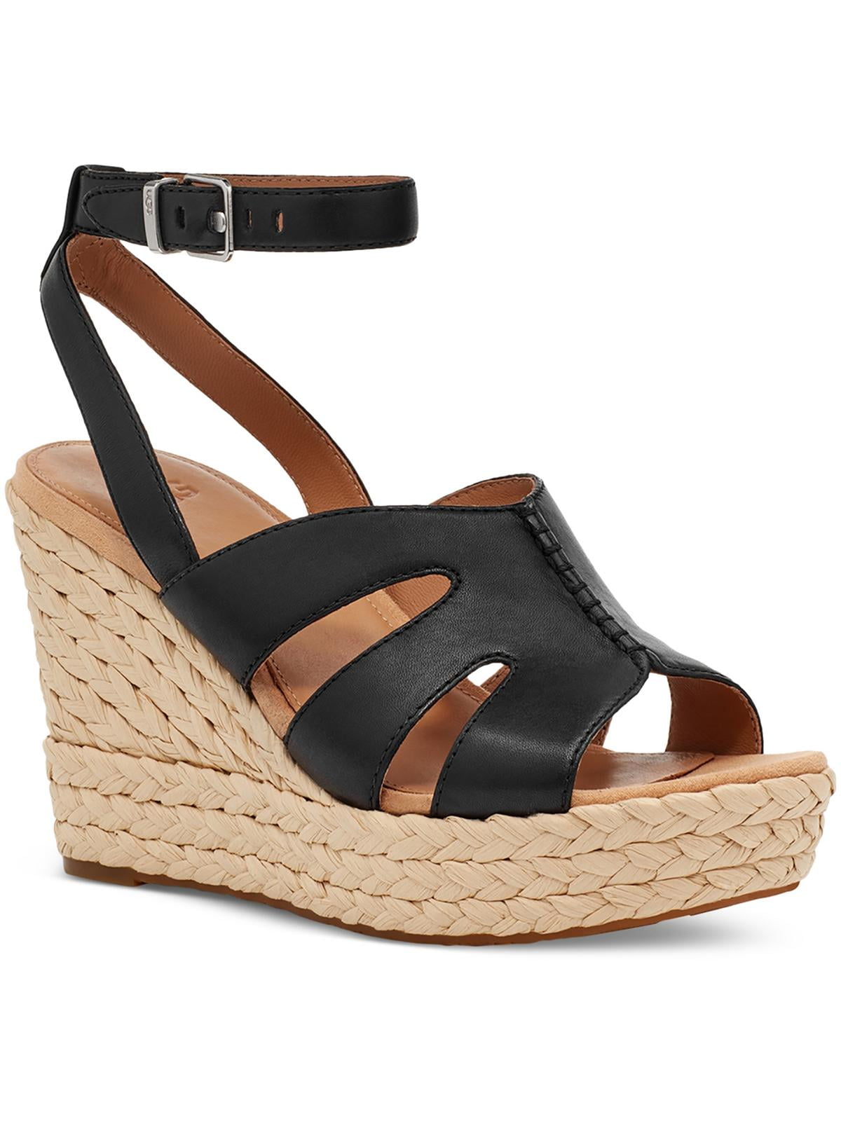 Ugg Womens Careena Leather Open Toe Wedge Sandals - Walmart.com