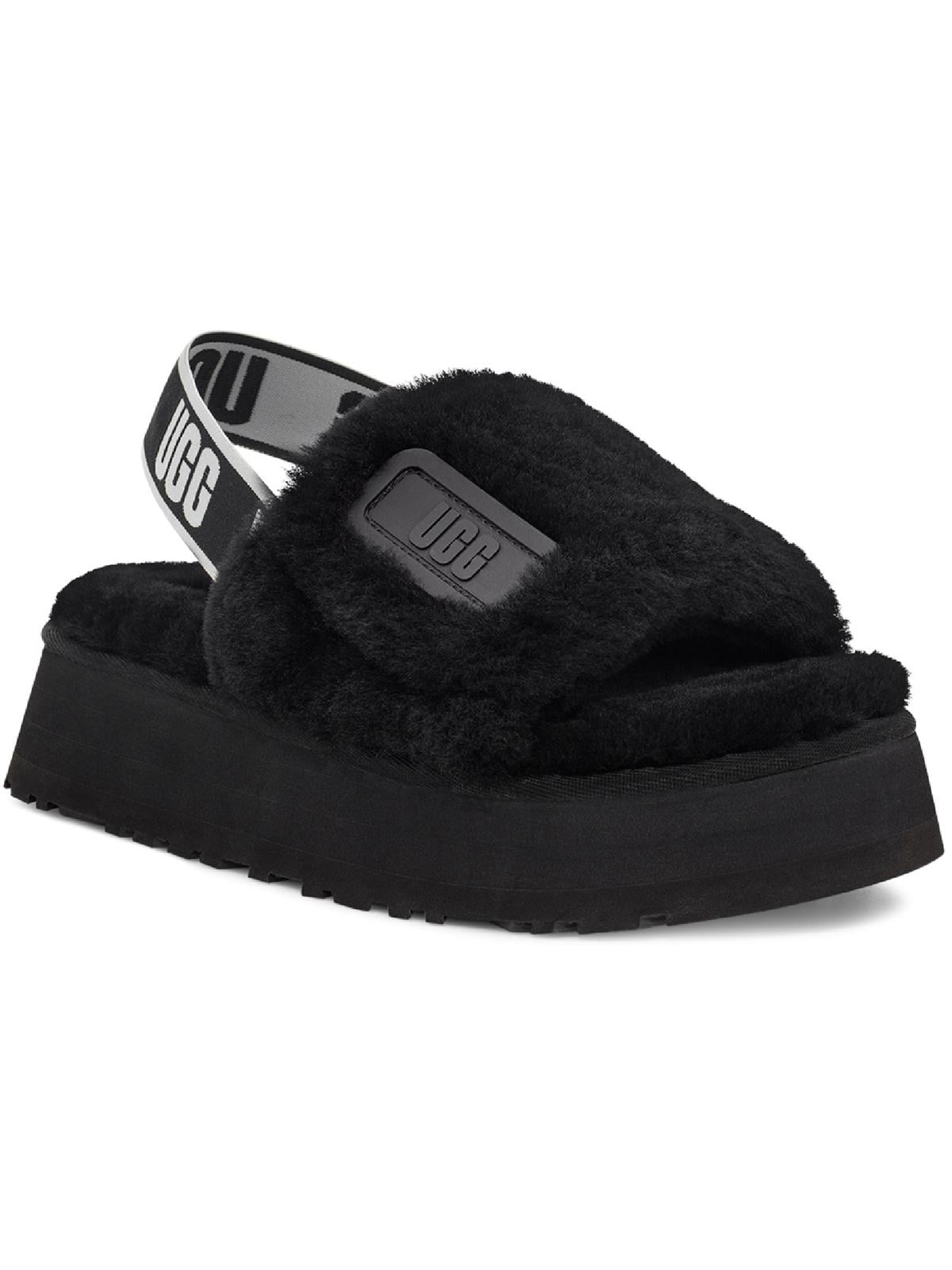 Ugg Womens Disco Slide Shearling Flatform Slingback Slippers - Walmart.com