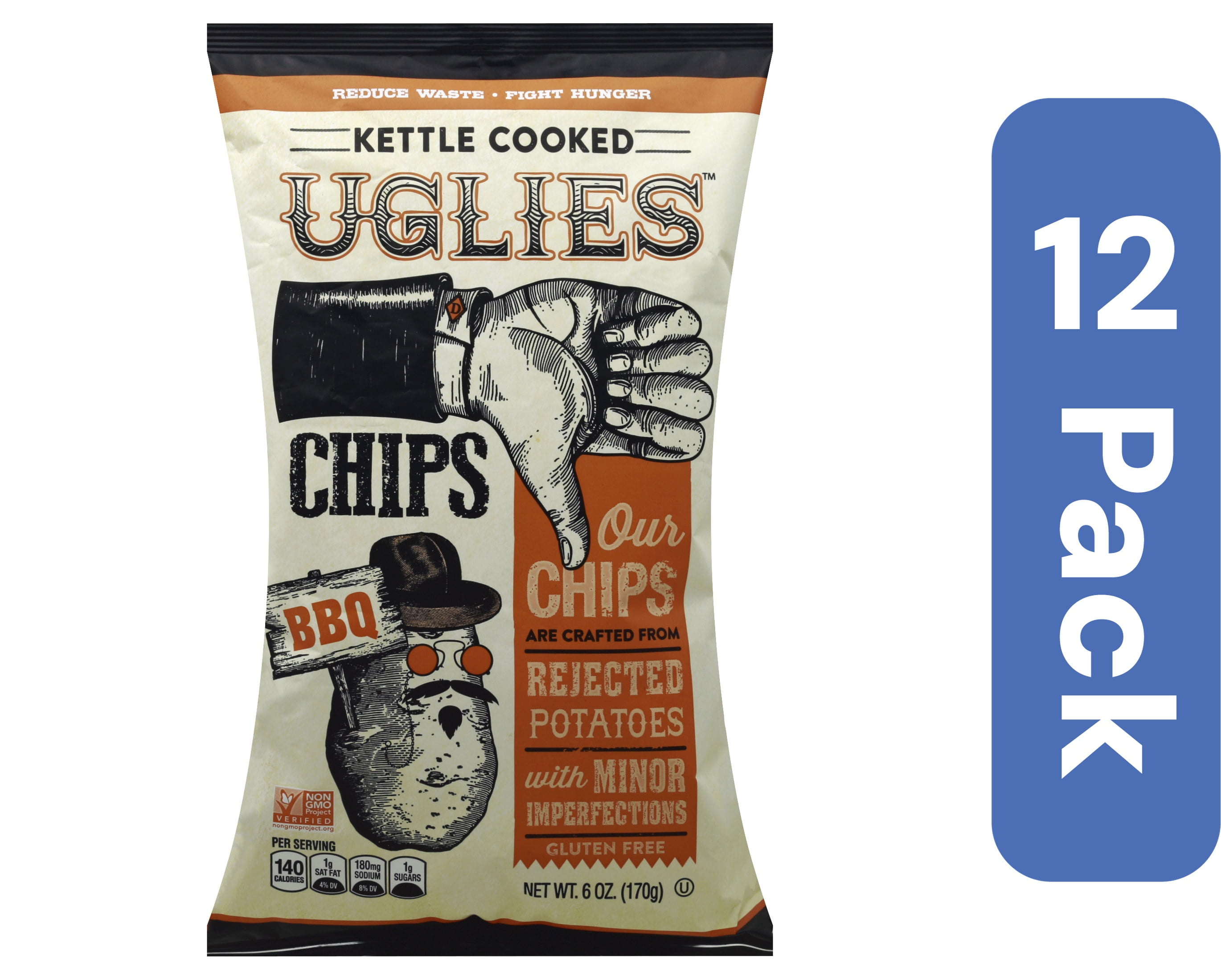 Uglies Kettle Chips BBQ 6 oz (Pack Of 12) - Walmart.com