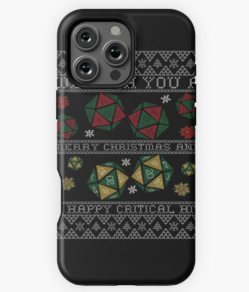 Ugly Christmas Critical Hit DND Phone Case for iPhone 16 15 14 13 12 11 ...