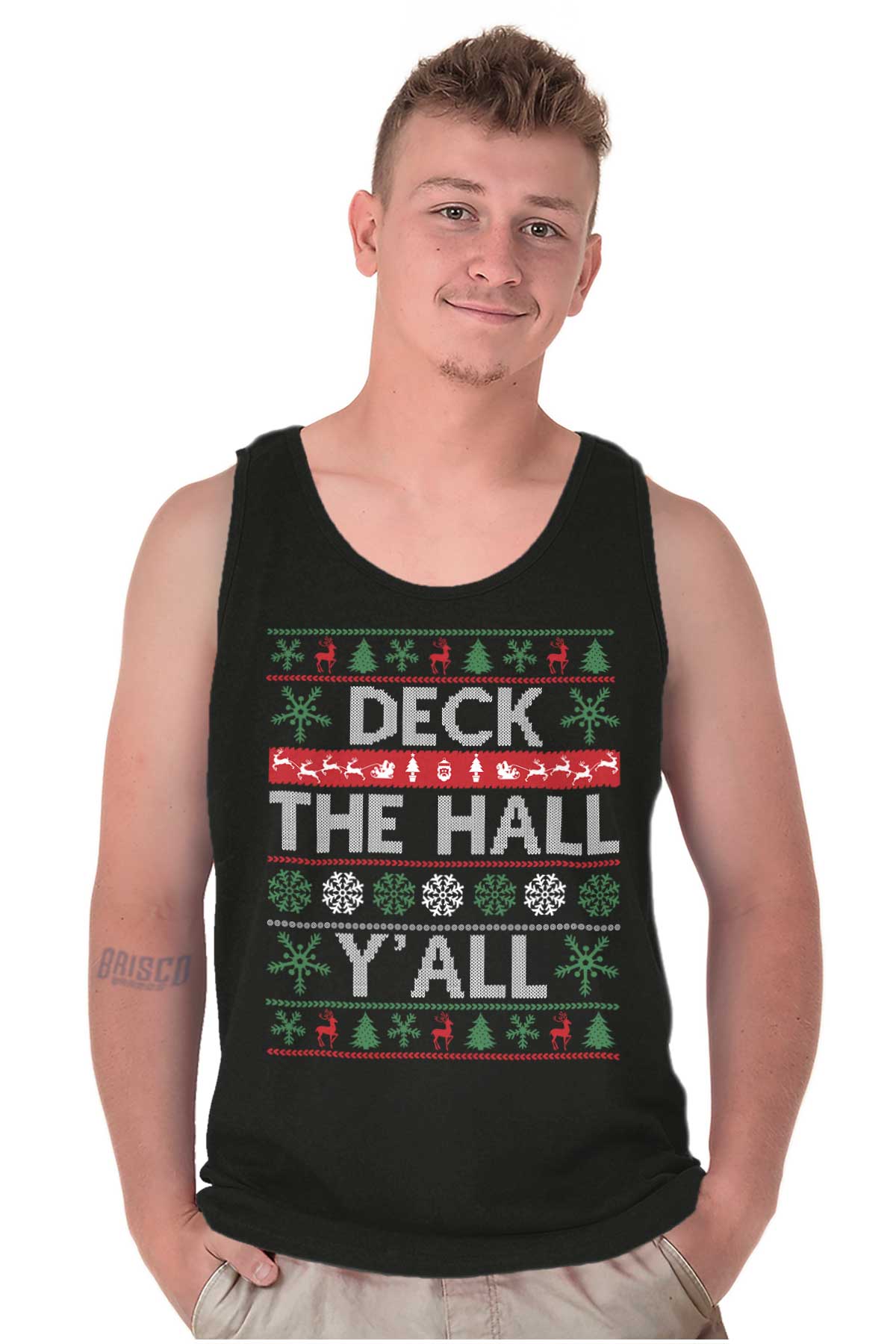 Ugly Christmas Deck The Halls Y'all Plus Size Graphic Tank Top Brisco ...