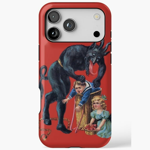 Ugly Christmas Krampus Antique Red Demon iPhone Case 17 through 11 Pro ...