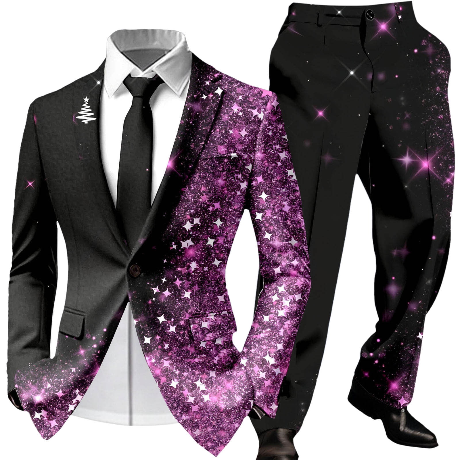 Ugly Christmas Suits for Men 2 Piece Business One Button Xmas Jacket ...