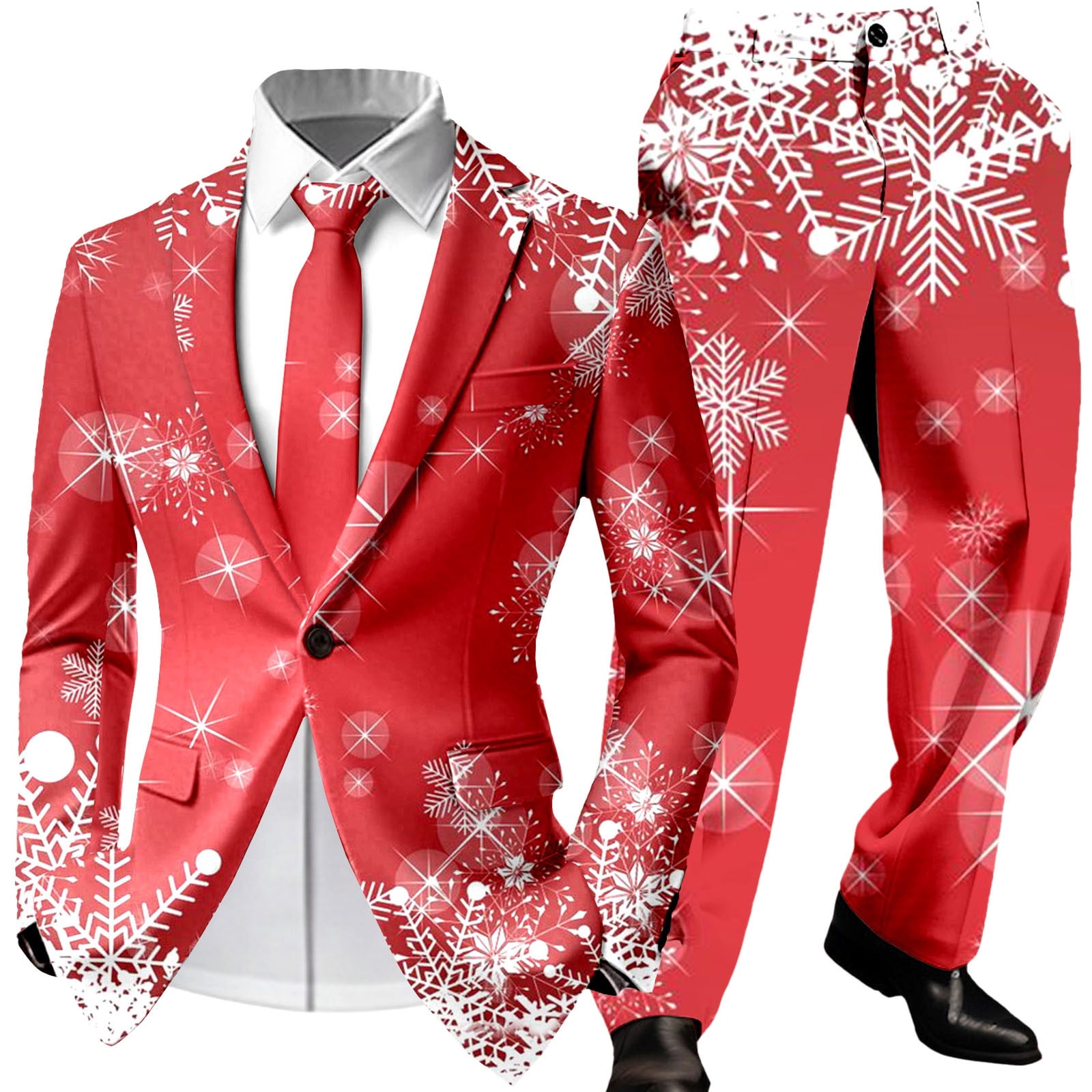 Ugly Christmas Suits for Men 2 Piece Casual One Button Xmas Jacket ...
