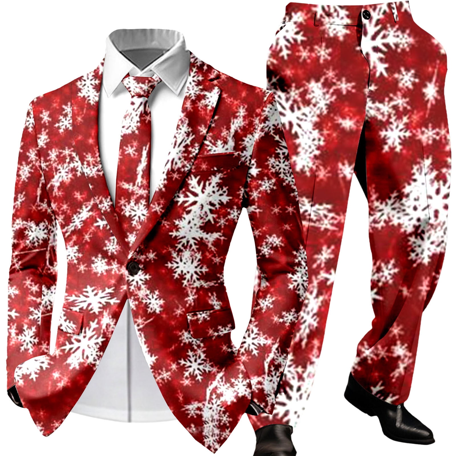 Ugly Christmas Suits for Men 2 Piece Casual One Button Xmas Jacket ...