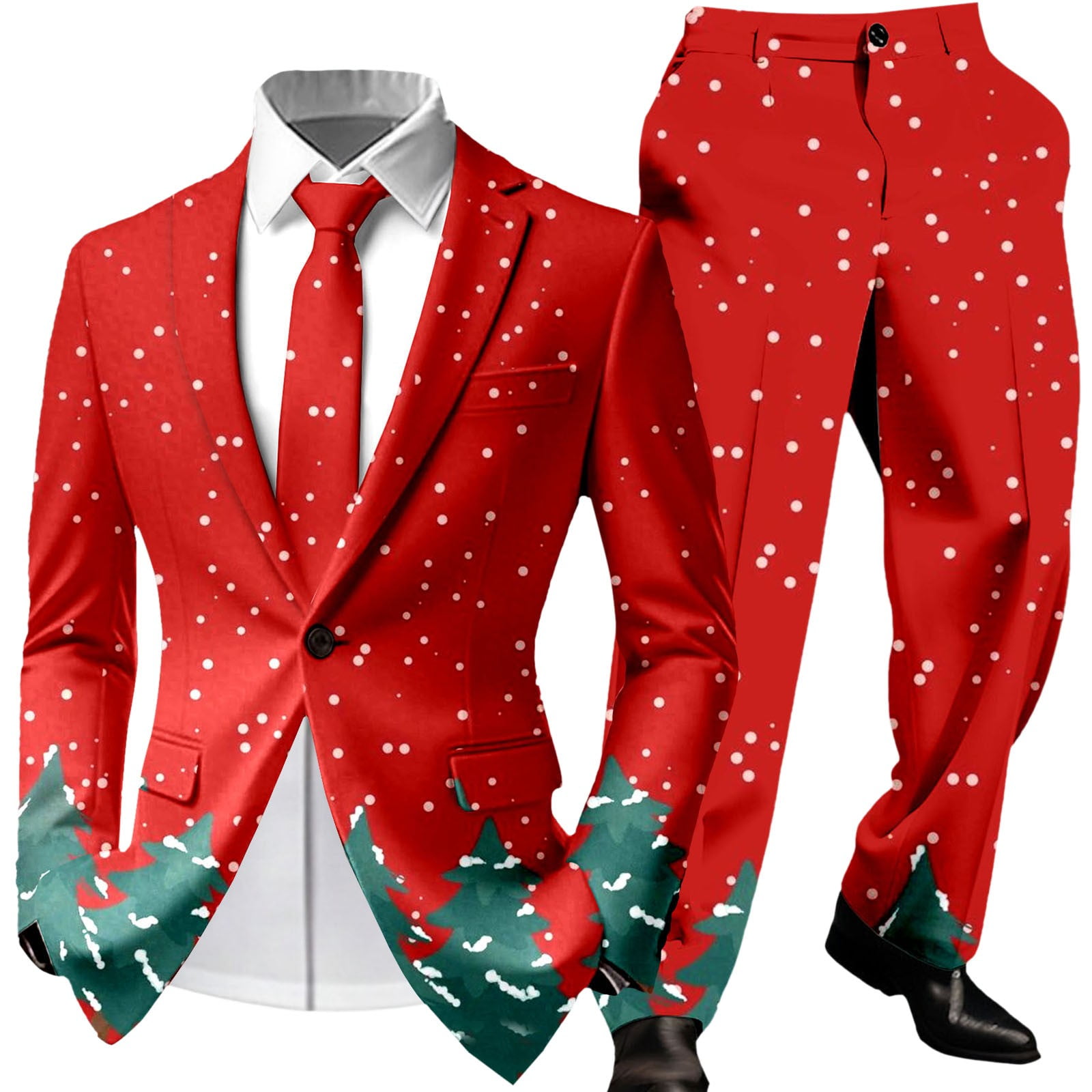 Ugly Christmas Suits for Men 2 Piece Formal One Button Xmas Print ...