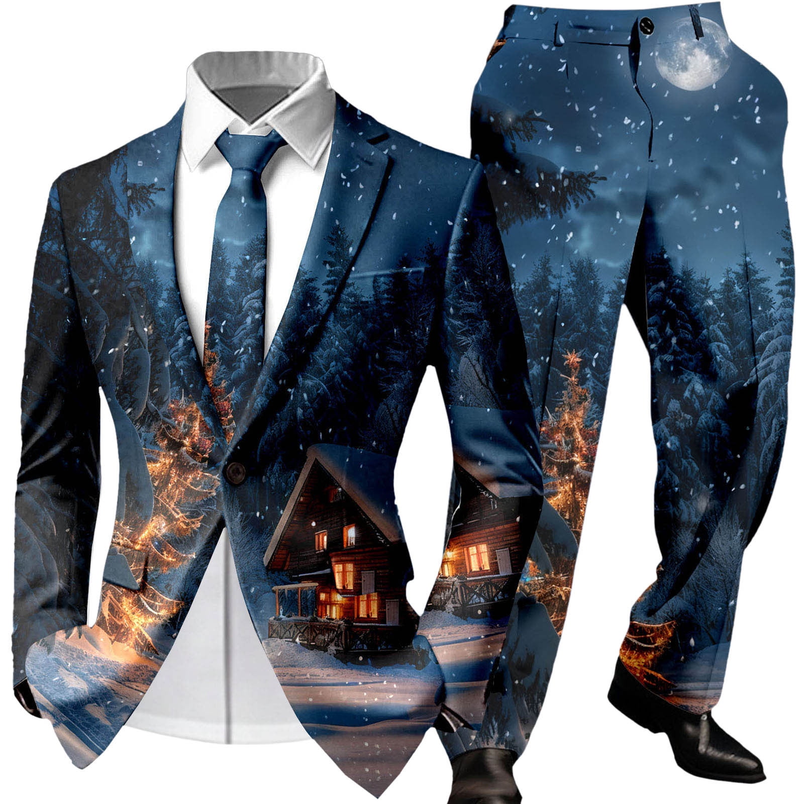 Christmas Suits for Men 2 Piece Funny One Button Xmas Formal Jacket ...