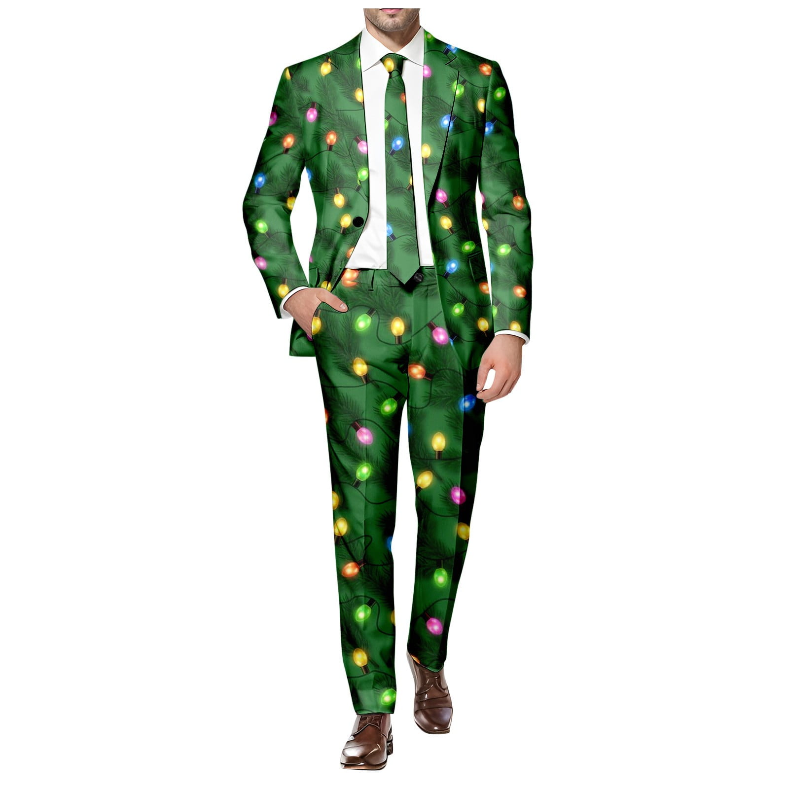 Ugly Christmas Suits for Men 2 Piece Funny One Button Xmas Ugly Tuxedo ...