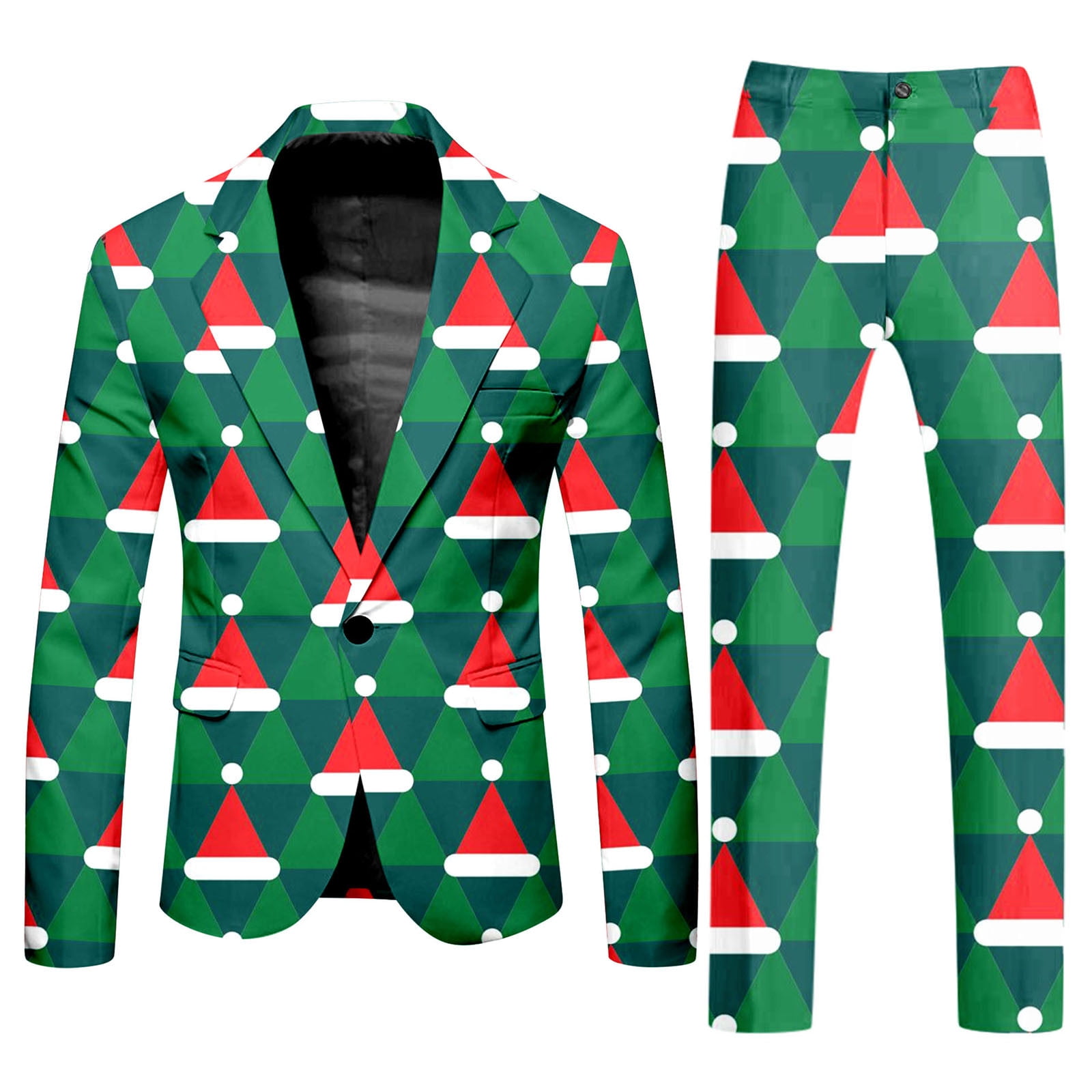 Ugly Christmas Suits for Men 2 Piece Funny Santa Graphic Xmas Jacket ...