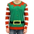 Ugly Christmas Sweater Elf with Bells Adult Green and Red Costume ...