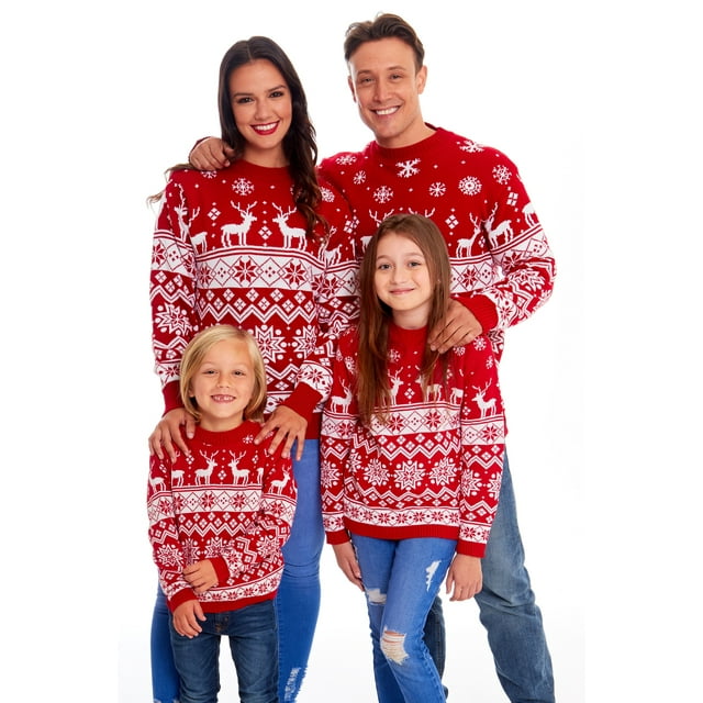 Ugly Christmas Sweater with Reindeer Snowflakes Print, Family Matching ...