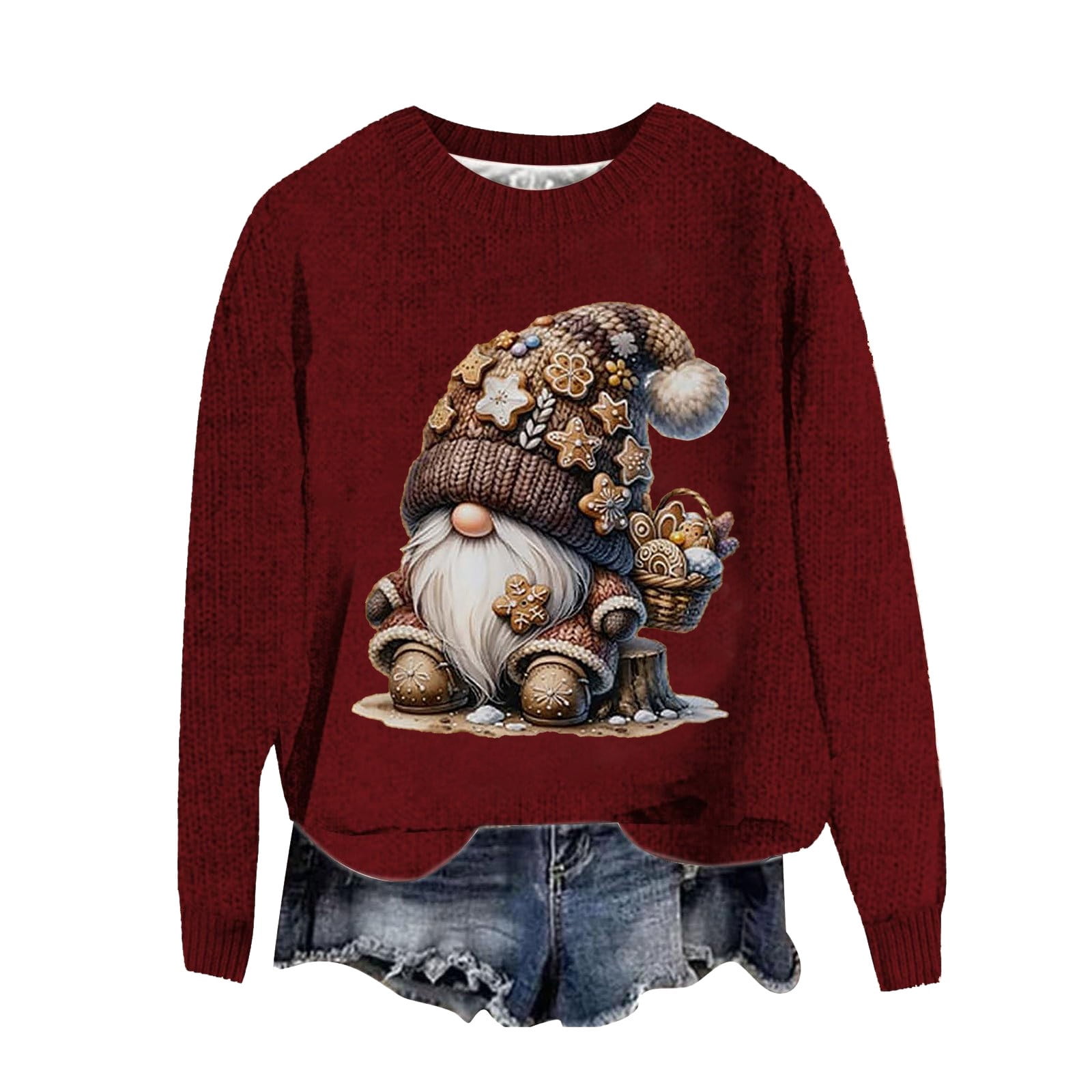 Christmas Sweaters for Women Novelty Funny 3D Xmas Print Long Sleeve ...