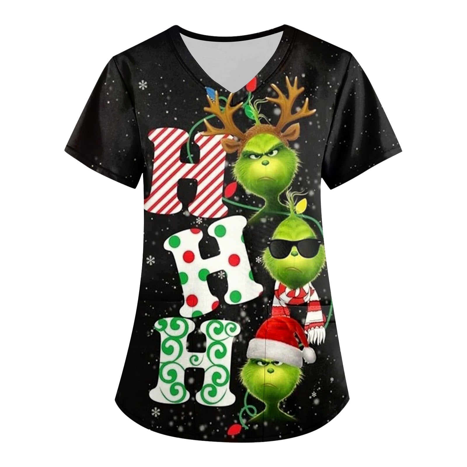 Ugly Christmas'fits Flash Picks! Womens Nursing Scrub Tops Grinch ...
