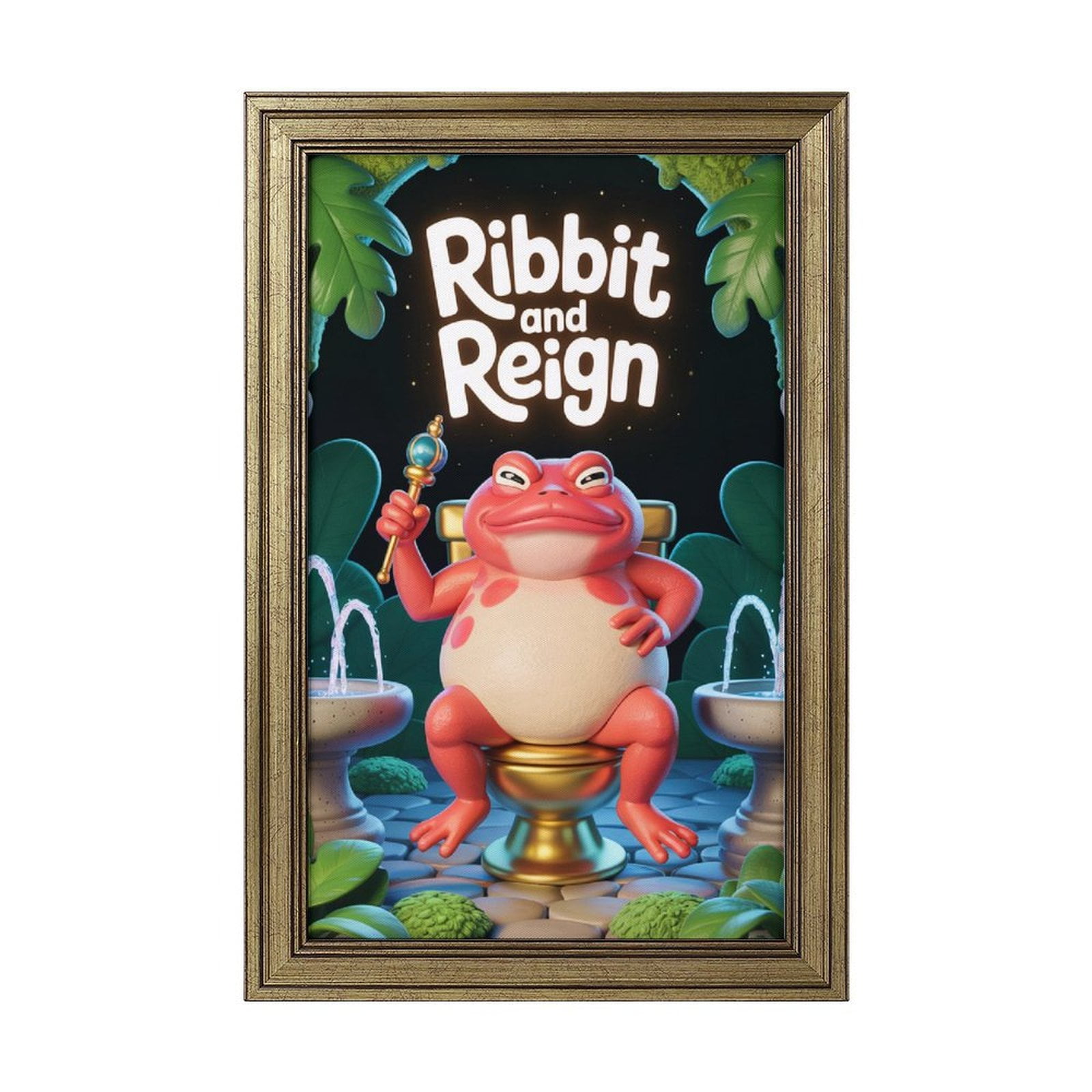 Ugly Cute Toad Funny Bathroom Poster With Toilet Throne And Scepter ...