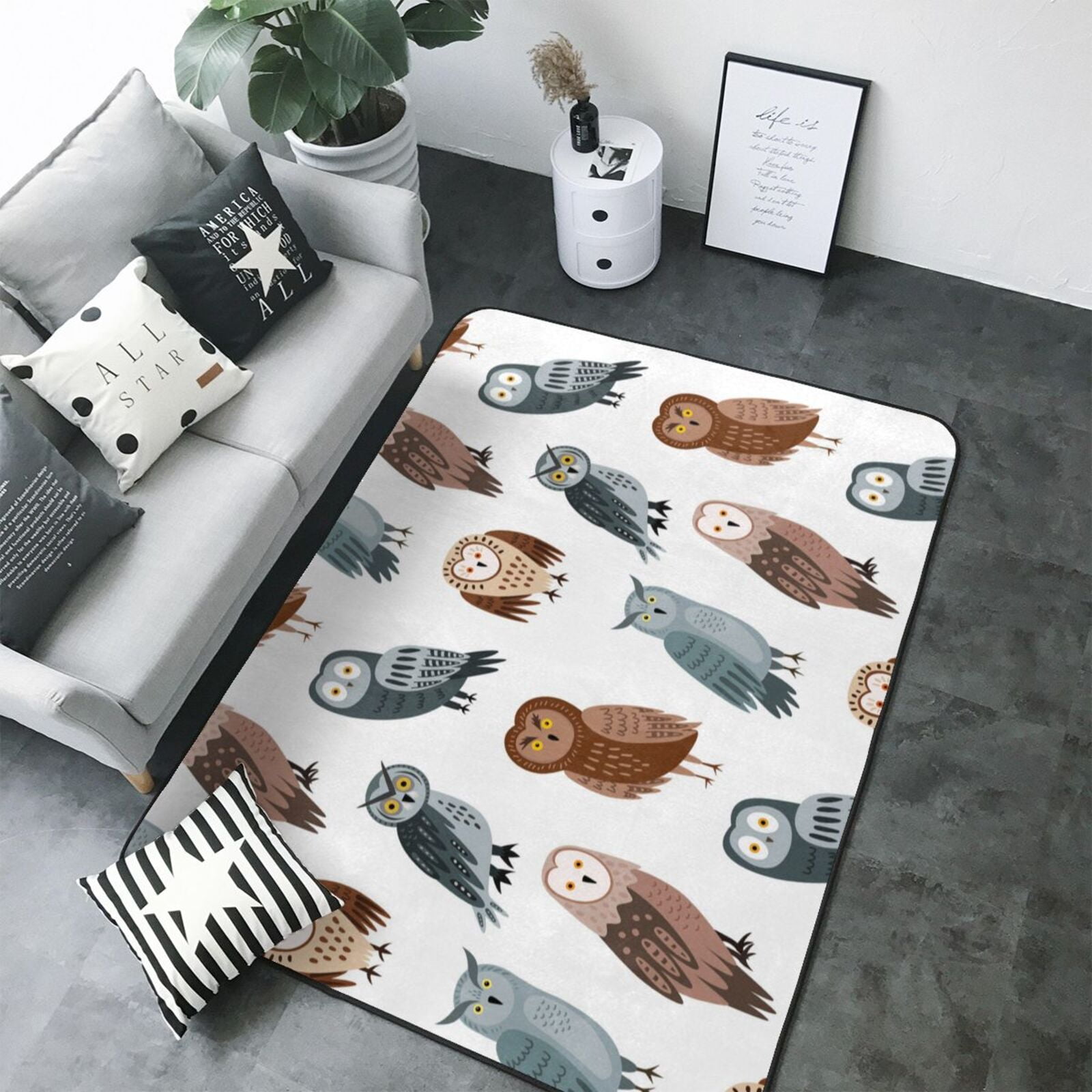 Ugly Dorky Owl Area Rugs for Living Room Bedroom, 5x7 Soft Throw ...