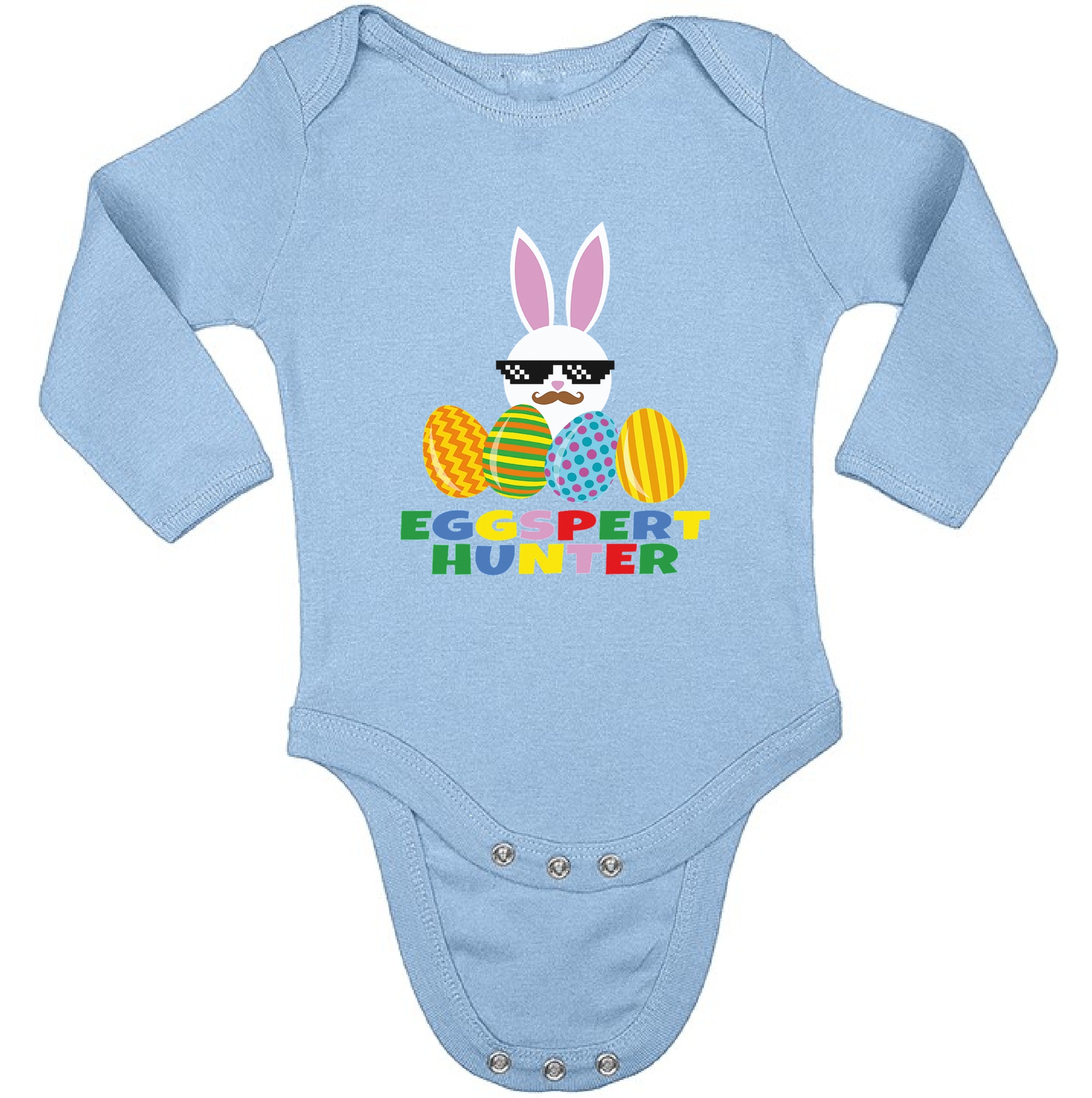 Ugly Easter Long Sleeve Bodysuit - Eggspert Hunter Bunny Graphic Body ...