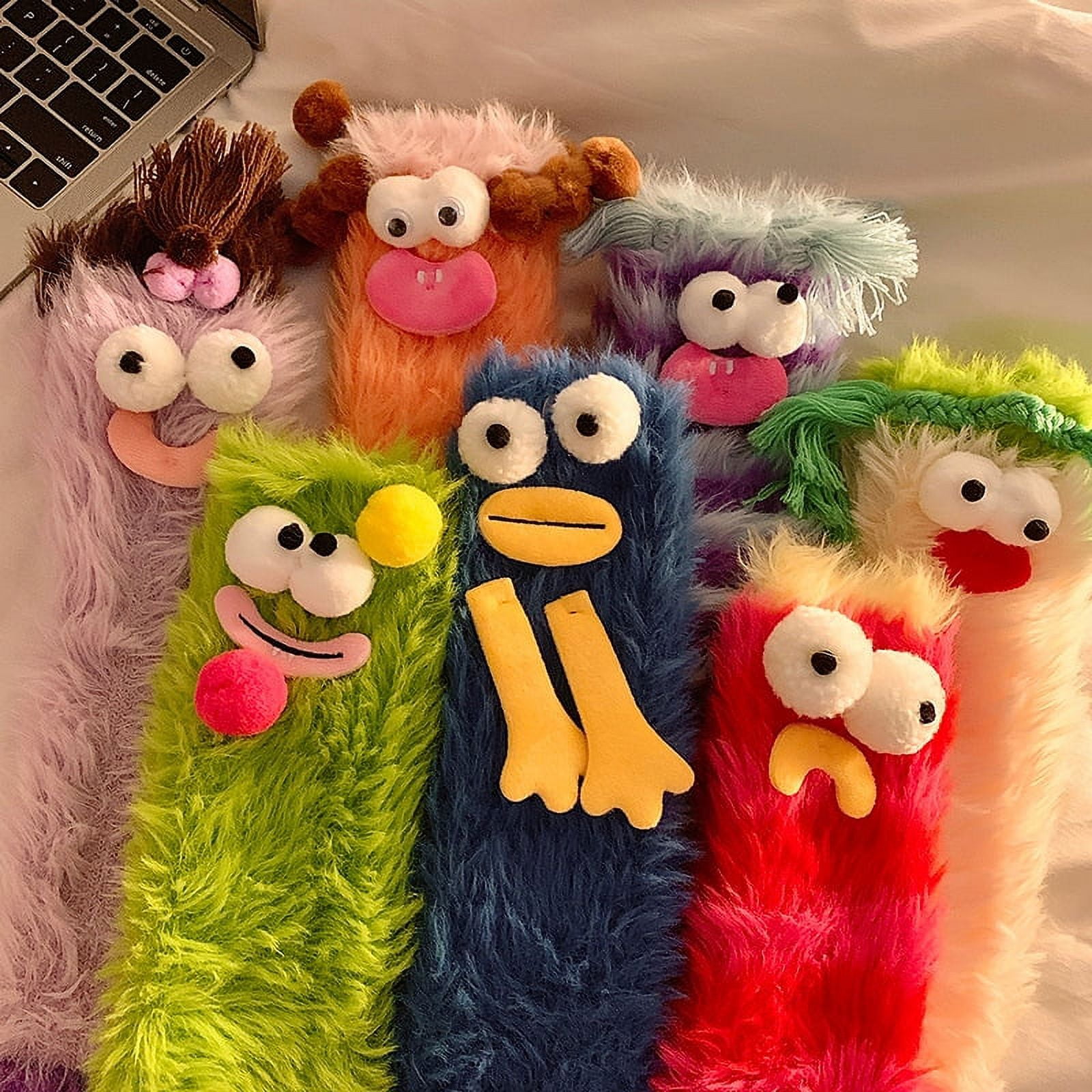 Ugly Fuzzy Socks-Quirky Cute Ugly Big Eyes Plush Socks，Soft Cute Funny ...