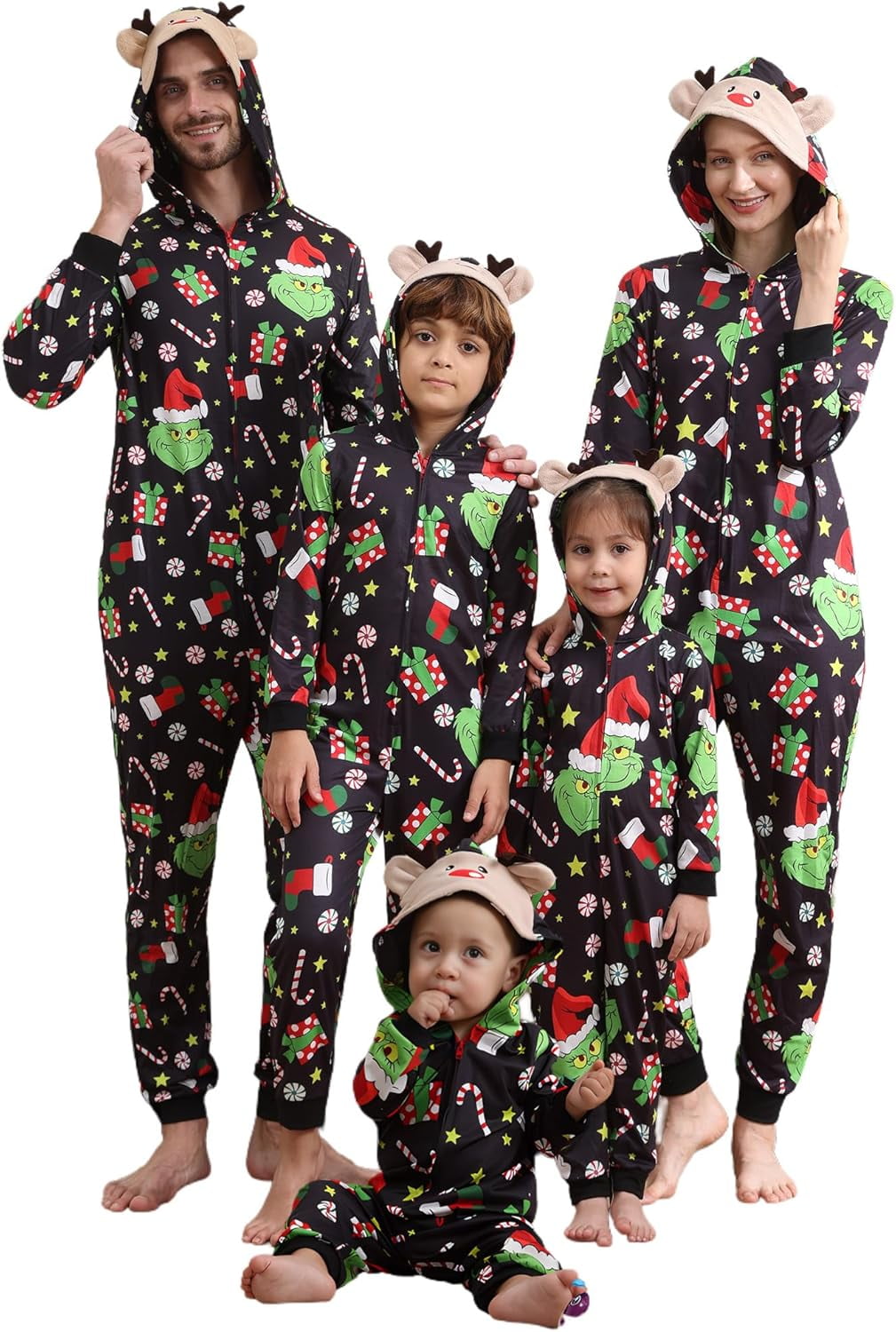 Ugly Grinch Christmas Onesie's, Lazy Family Matching One-Piece Pajamas ...